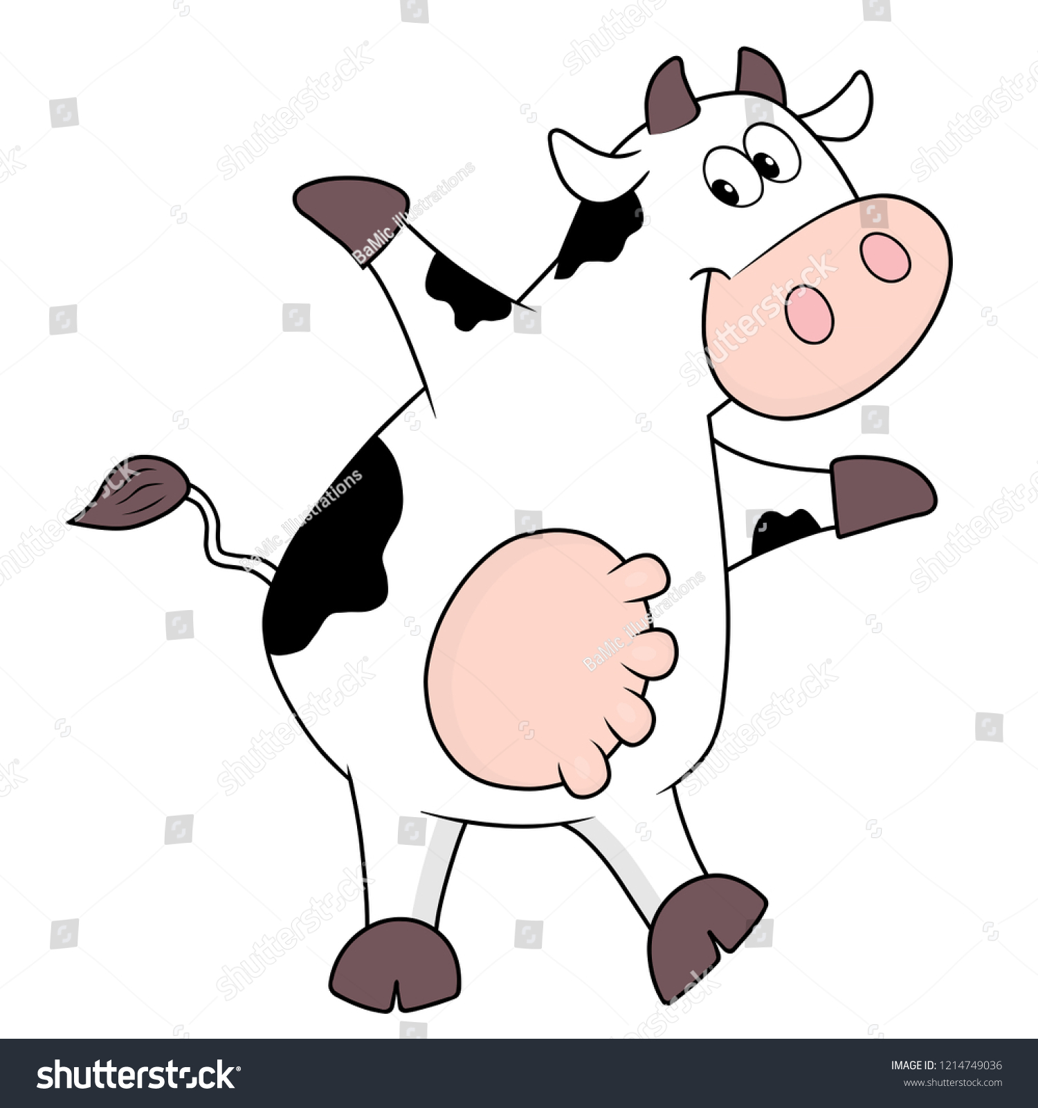 Cartoon Cow Dancing Vector Illustration: เวกเตอร์สต็อก (ปลอดค่า ...