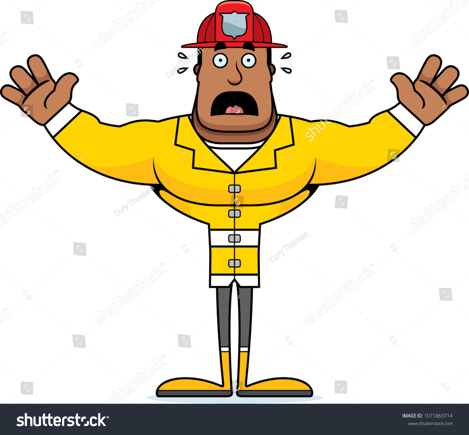 Cartoon Firefighter Looking Scared Stock Vector (Royalty Free) 1071863714