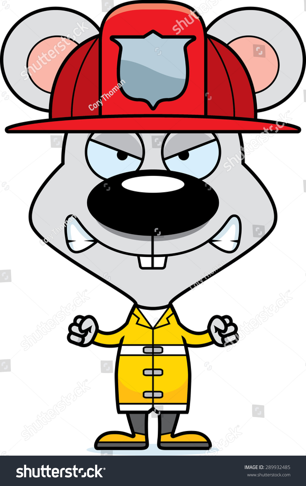 Cartoon Firefighter Mouse Looking Angry Stock Vector (Royalty Free ...