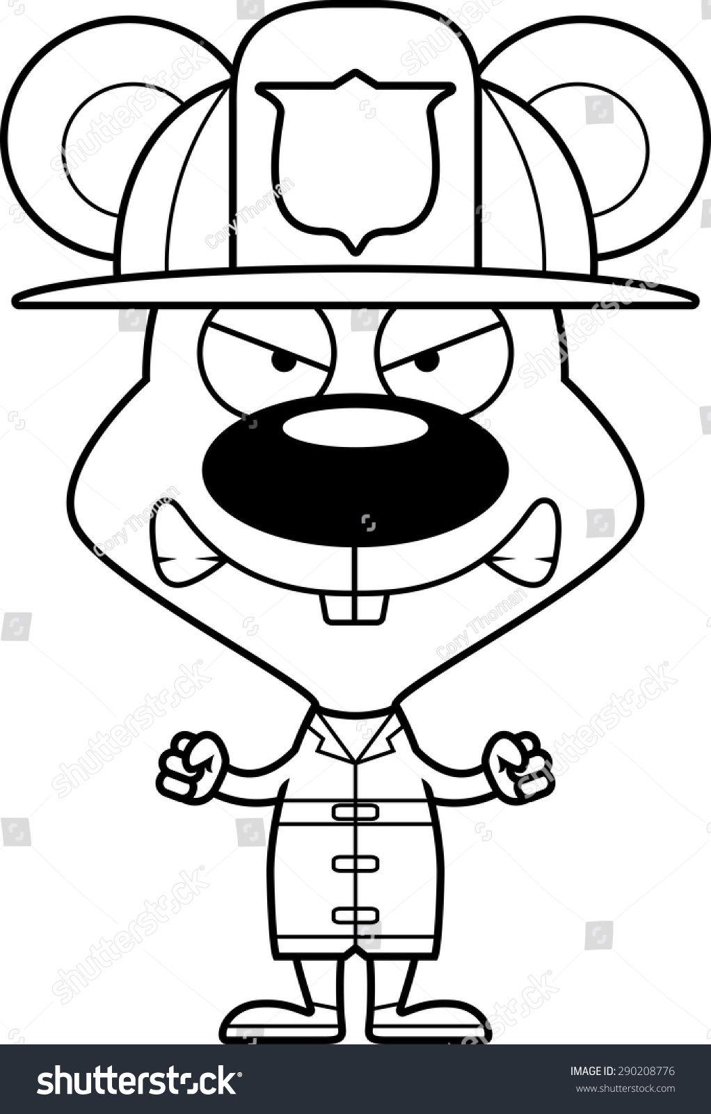 Cartoon Firefighter Mouse Looking Angry: เวกเตอร์สต็อก (ปลอดค่า ...