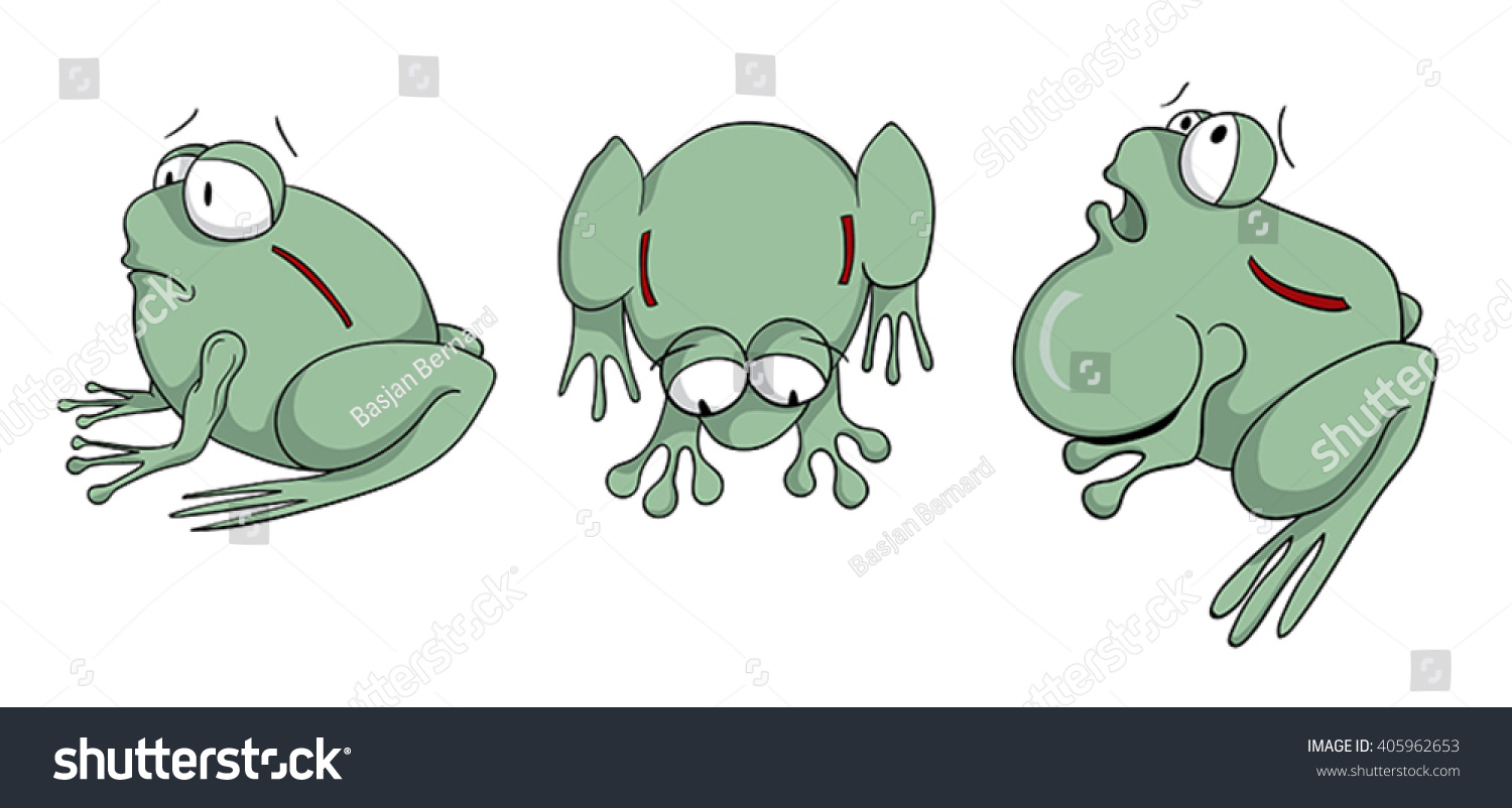 Cartoon Frog 3 Different Angles: vector de stock (libre de regalías ...