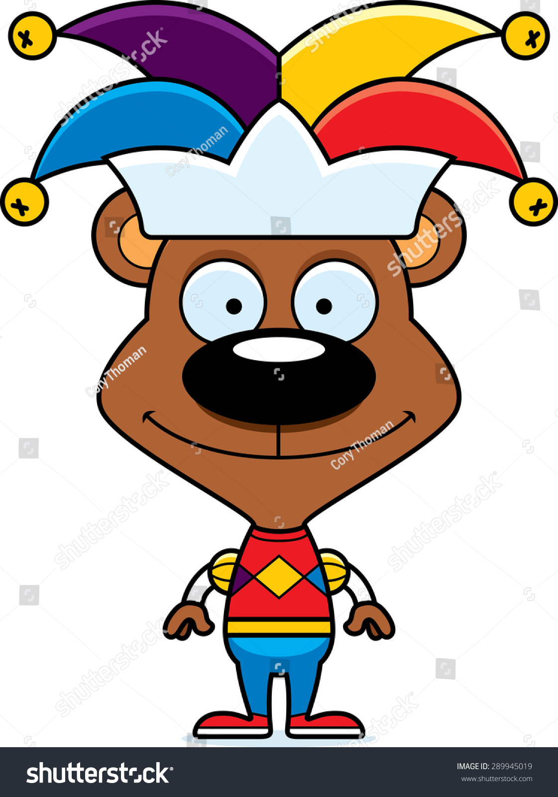 Cartoon Jester Bear Smiling: vector de stock (libre de regalías ...