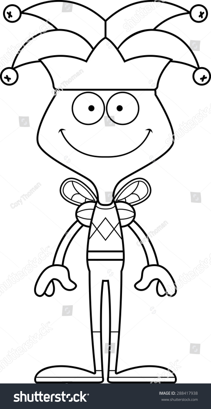 Cartoon Jester Bee Smiling Stock Vector (Royalty Free) 288417938 ...