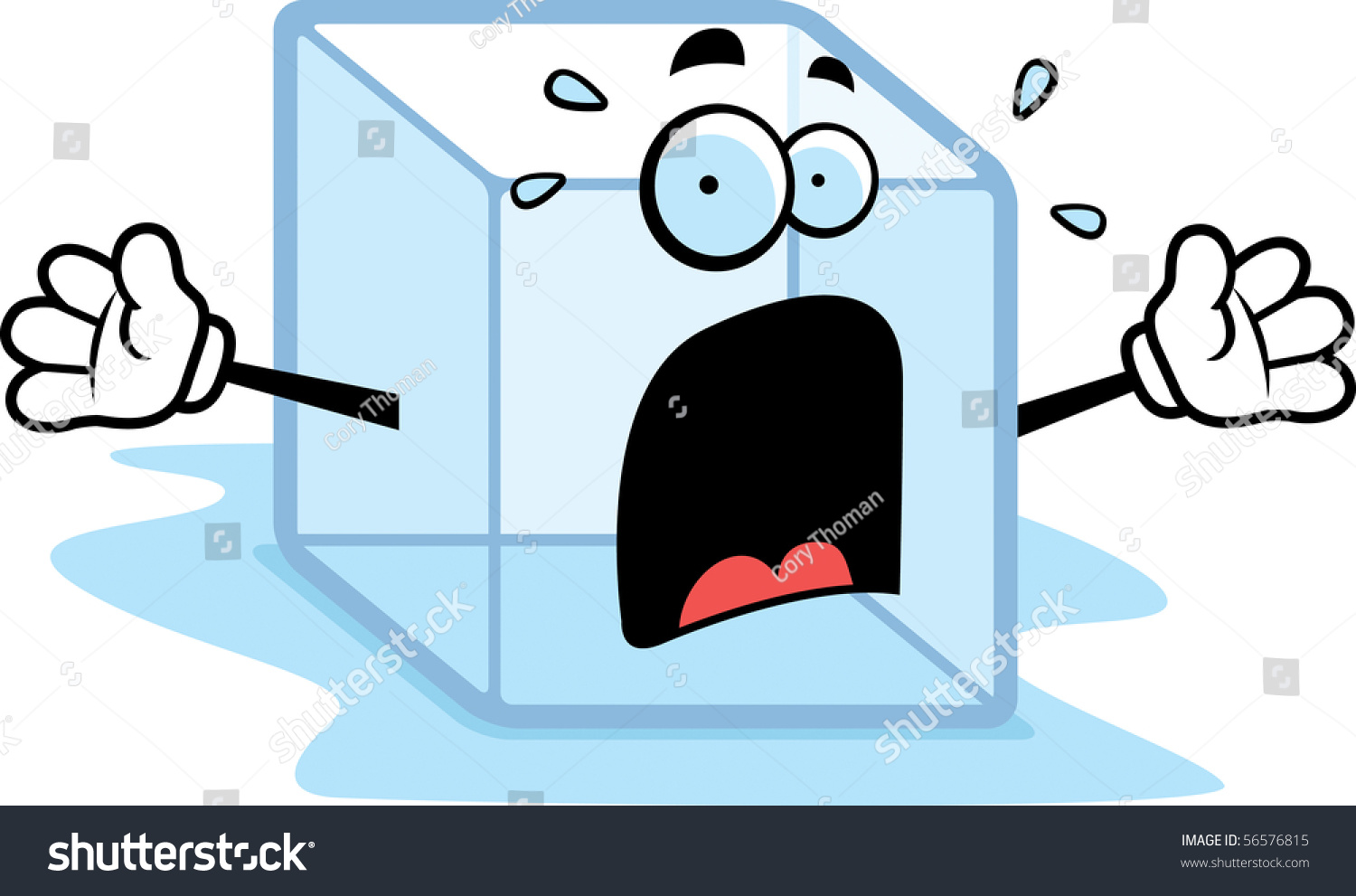 Cartoon Melting Ice Cube Scared Expression Stock Vector 56576815 ...