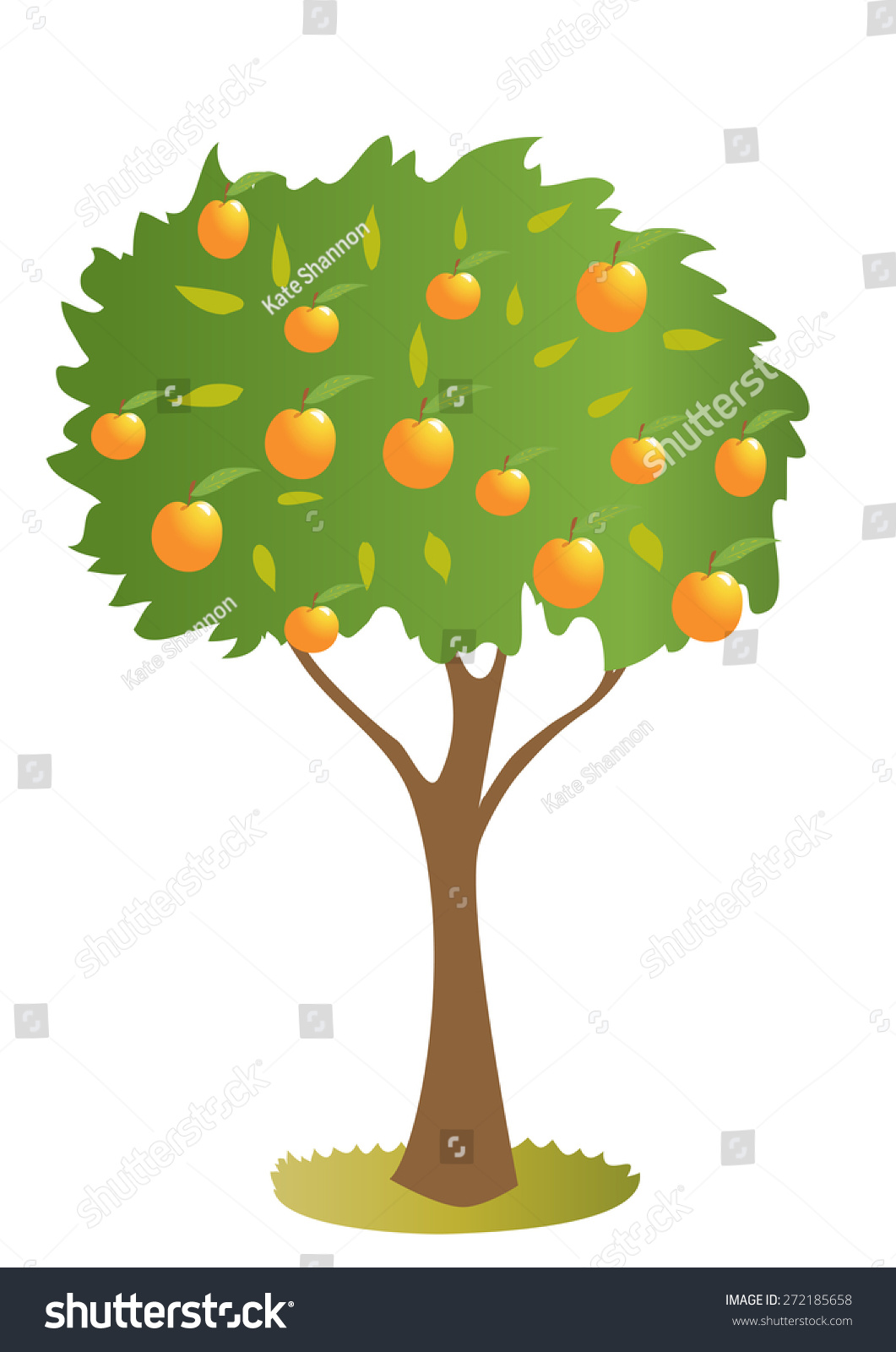 Cartoon Peach Tree Stock Vector (Royalty Free) 272185658