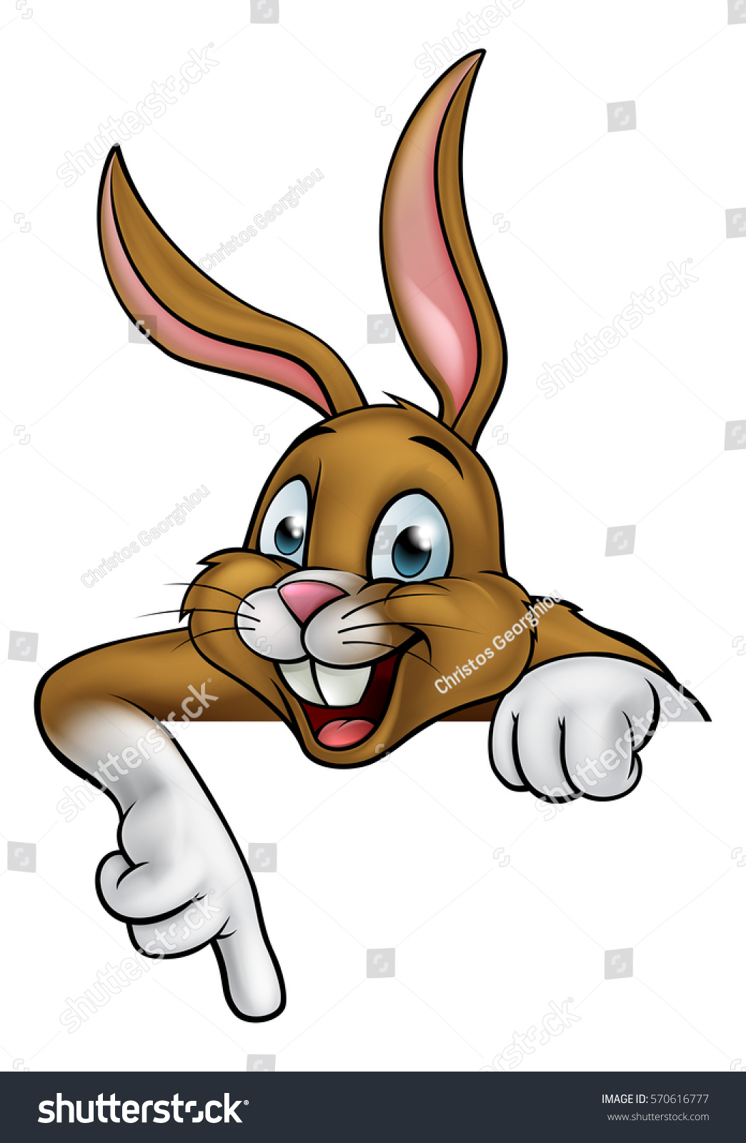 Cartoon Rabbit Easter Bunny Pointing Stock Vector (Royalty Free ...