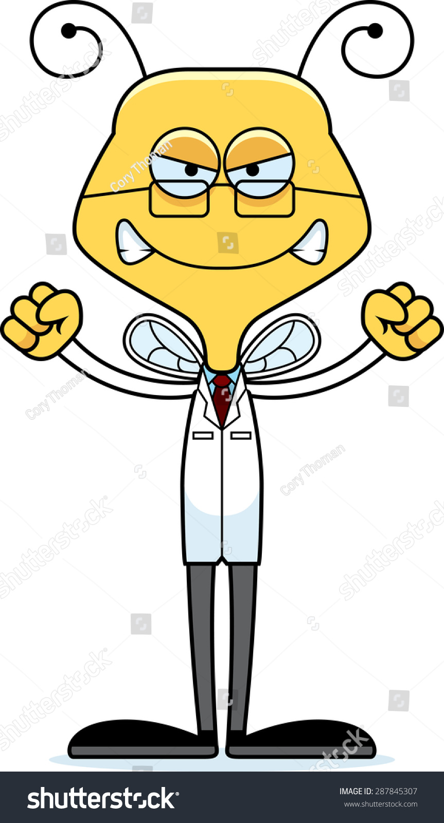 Cartoon Scientist Bee Looking Angry Stock Vector (Royalty Free ...