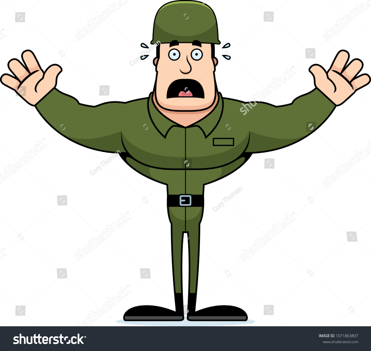 Cartoon Soldier Looking Scared Stock Vector (Royalty Free) 1071863807