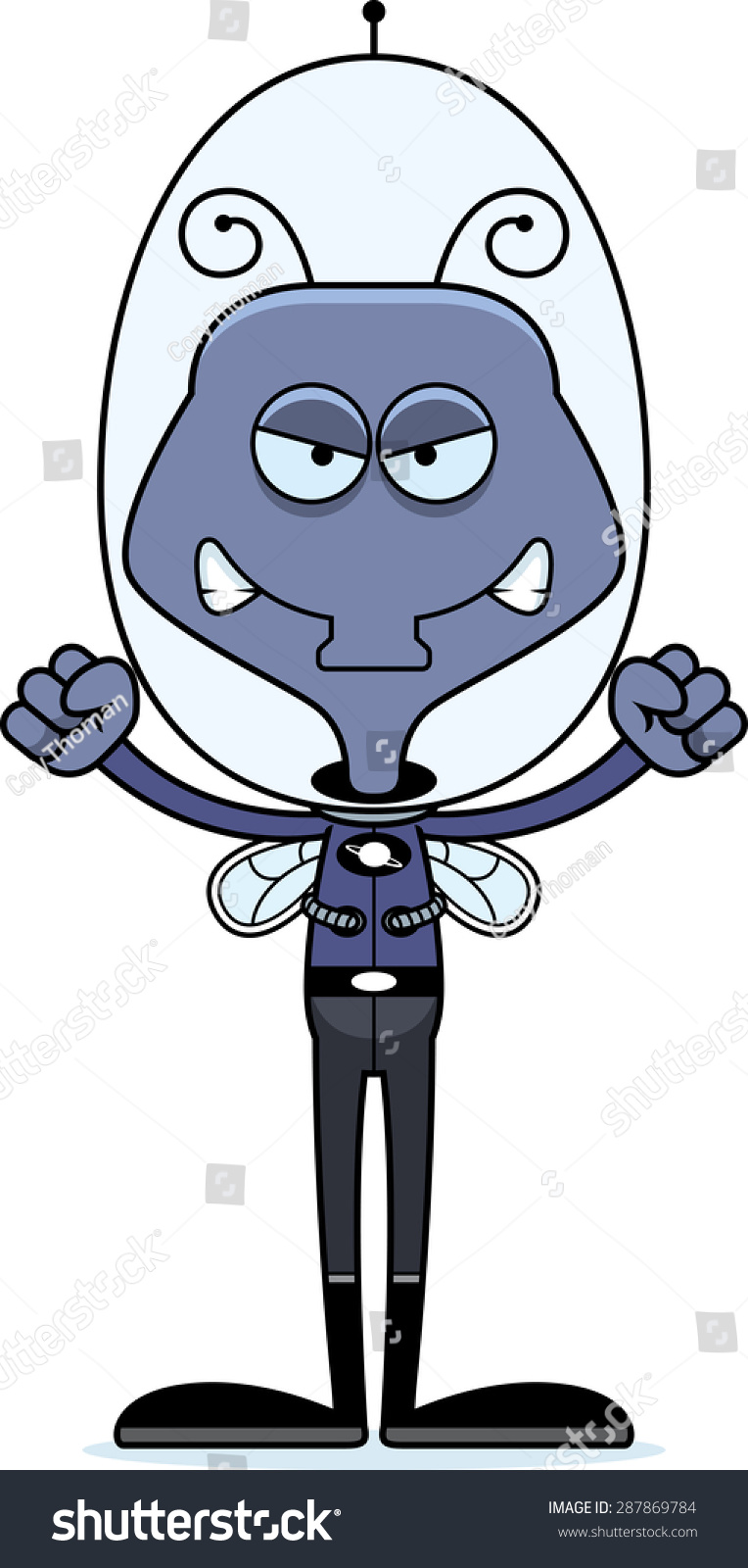 Cartoon Spaceman Fly Looking Angry Stock Vector (Royalty Free ...