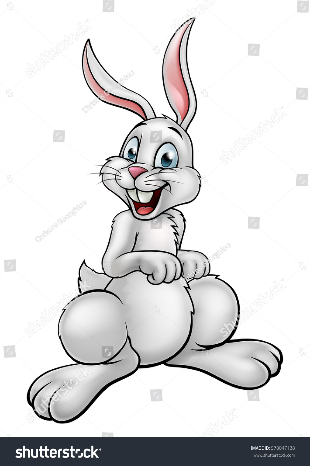 Cartoon White Rabbit Easter Bunny Stock Vector (Royalty Free) 578047138 ...