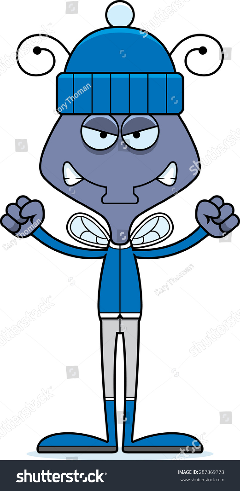 Cartoon Winter Fly Looking Angry Stock Vector (Royalty Free) 287869778 ...