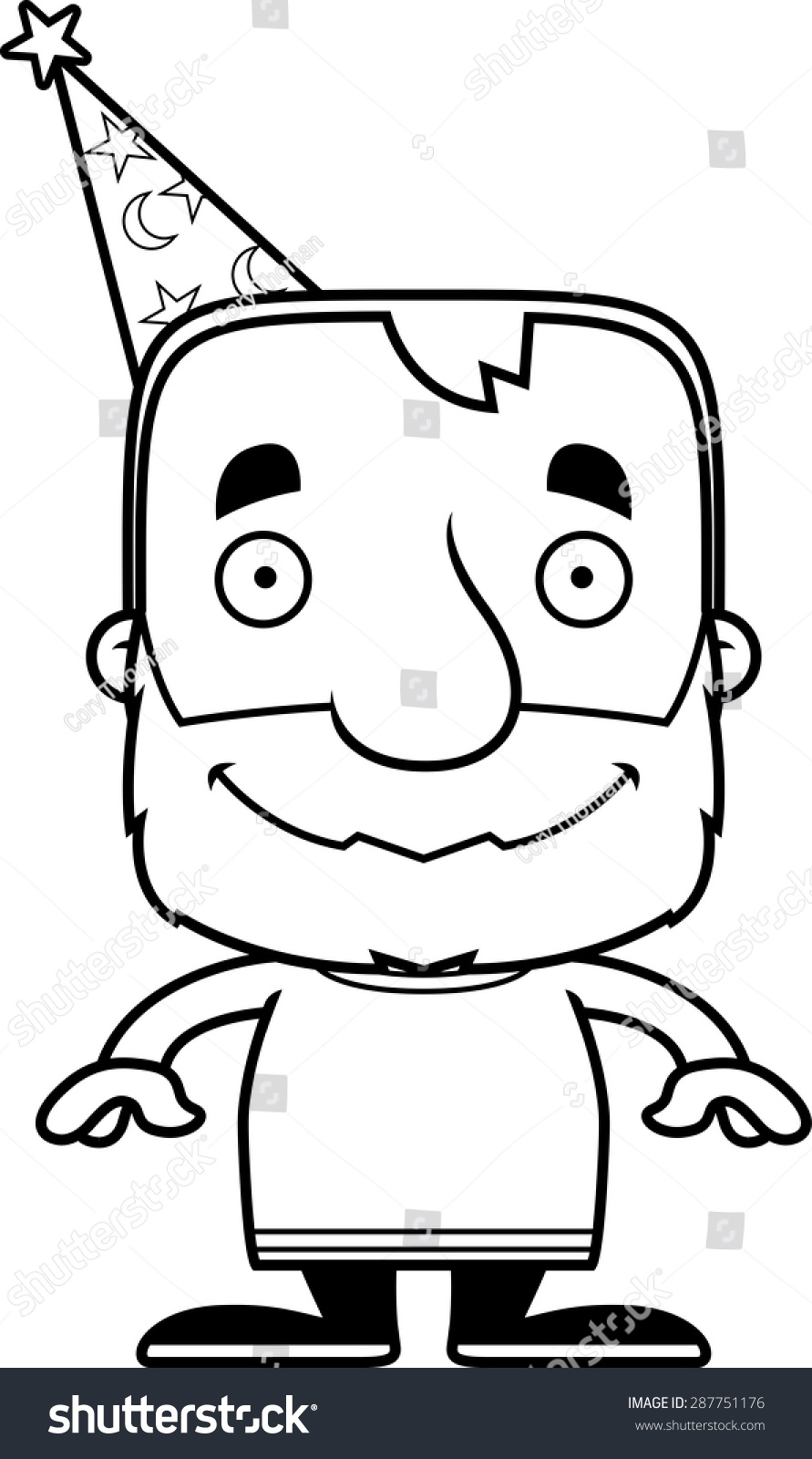 Cartoon Wizard Man Smiling Stock Vector (Royalty Free) 287751176