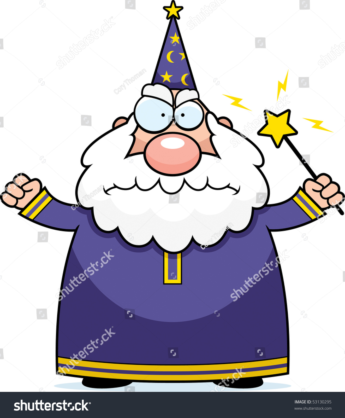 A Cartoon Wizard With An Angry Expression. Stock Vector Illustration ...