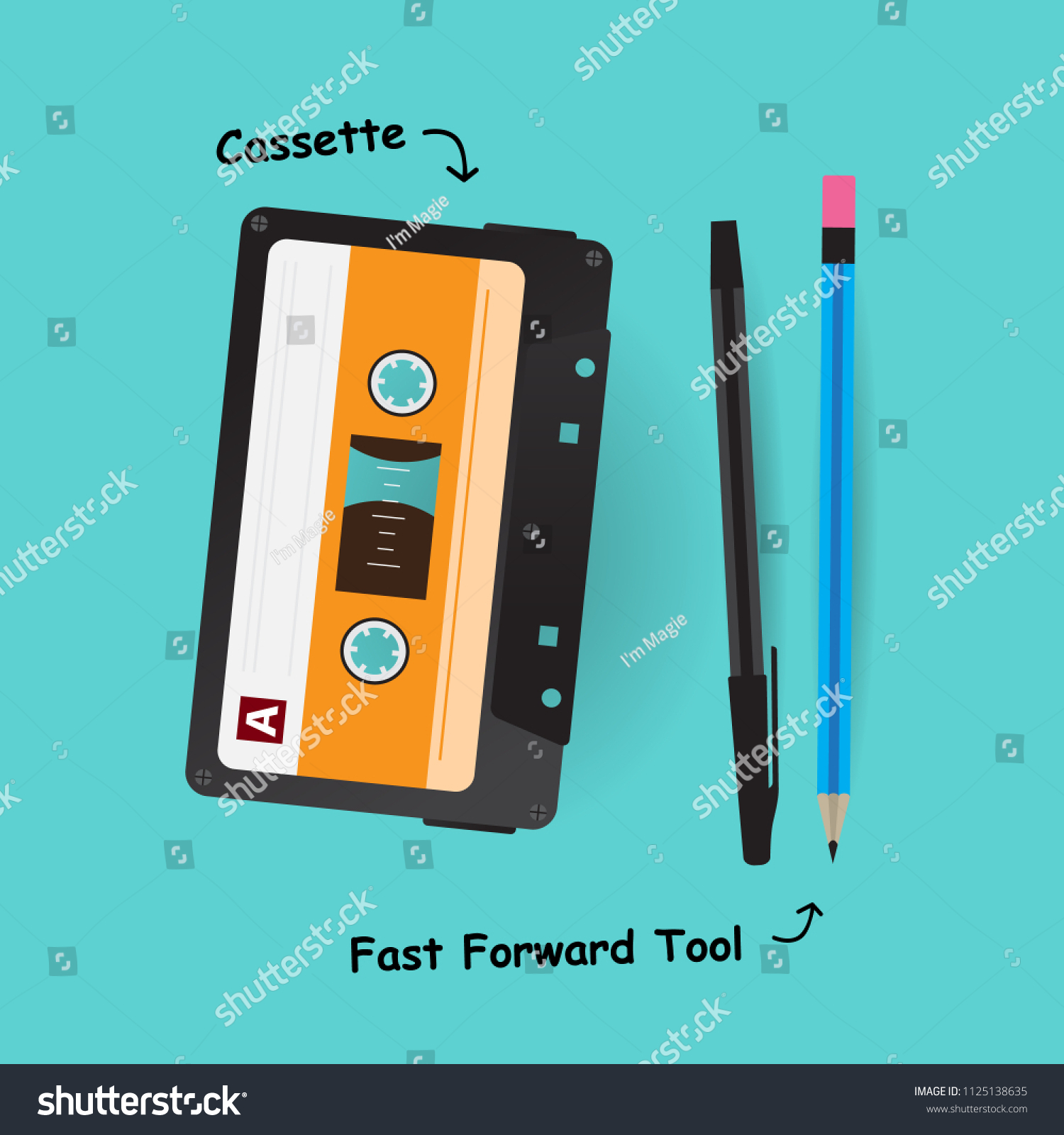 Cassette Fast Forward Tool Stock Vector (Royalty Free) 1125138635 ...