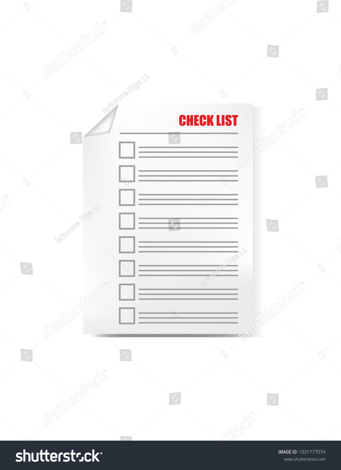 Check List On White Background Stock Vector (Royalty Free) 1031777074