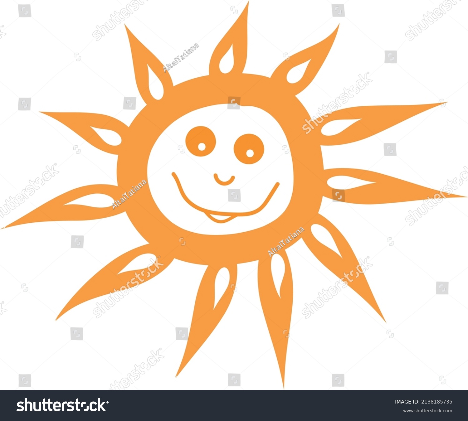 Cheerful Orange Sun Vector File Stock Vector (Royalty Free) 2138185735 ...