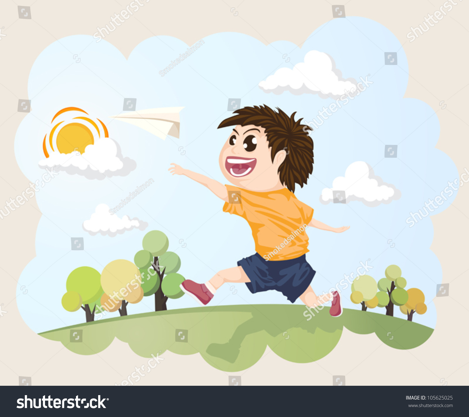 Child Throwing Paper Airplane Stock Vector (Royalty Free) 105625025