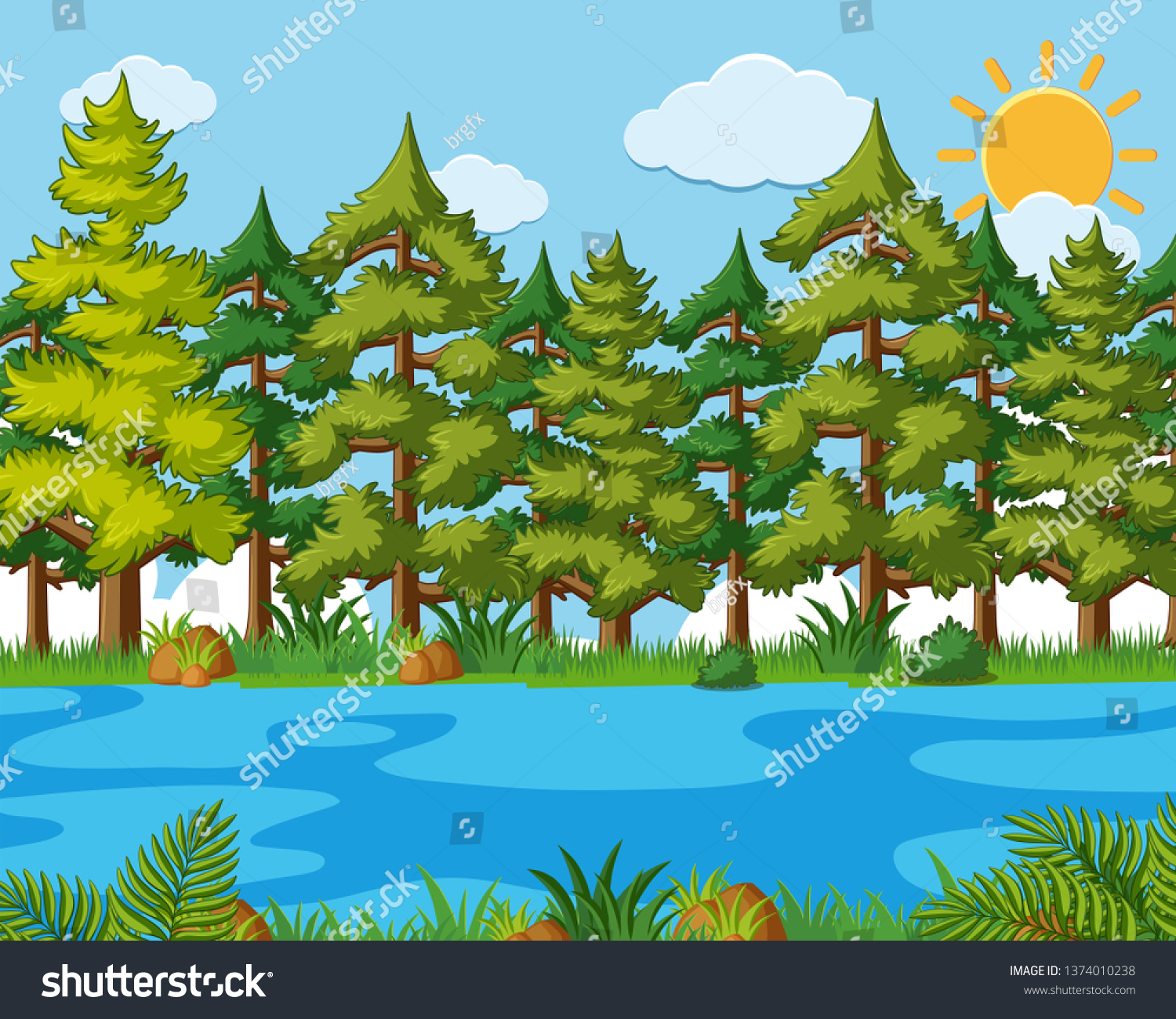 Coniferous Forest Background Illustration Stock Vector (Royalty Free ...
