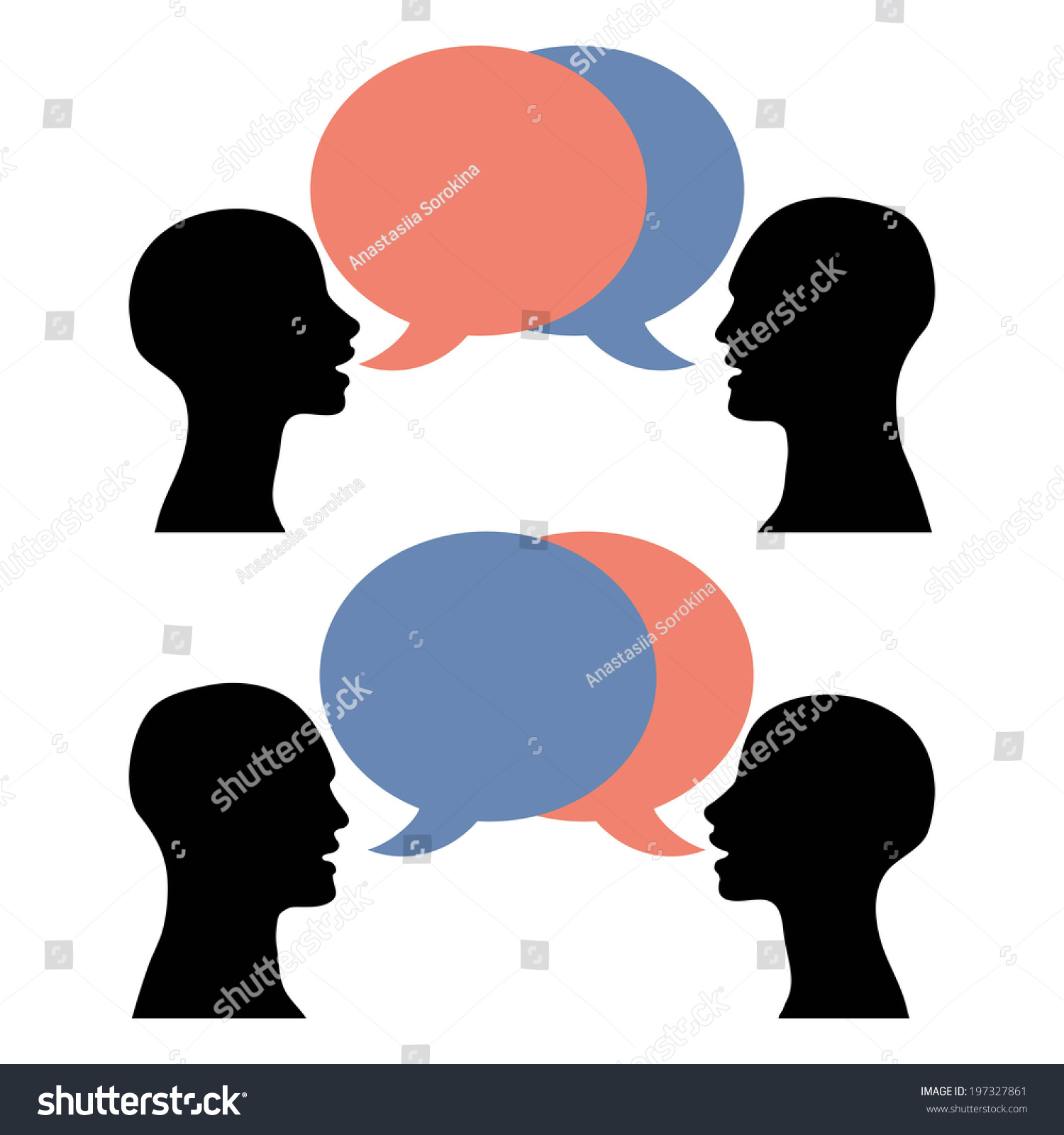 Vektor Stok Conversation Between Two People Vector Illustration (Tanpa ...
