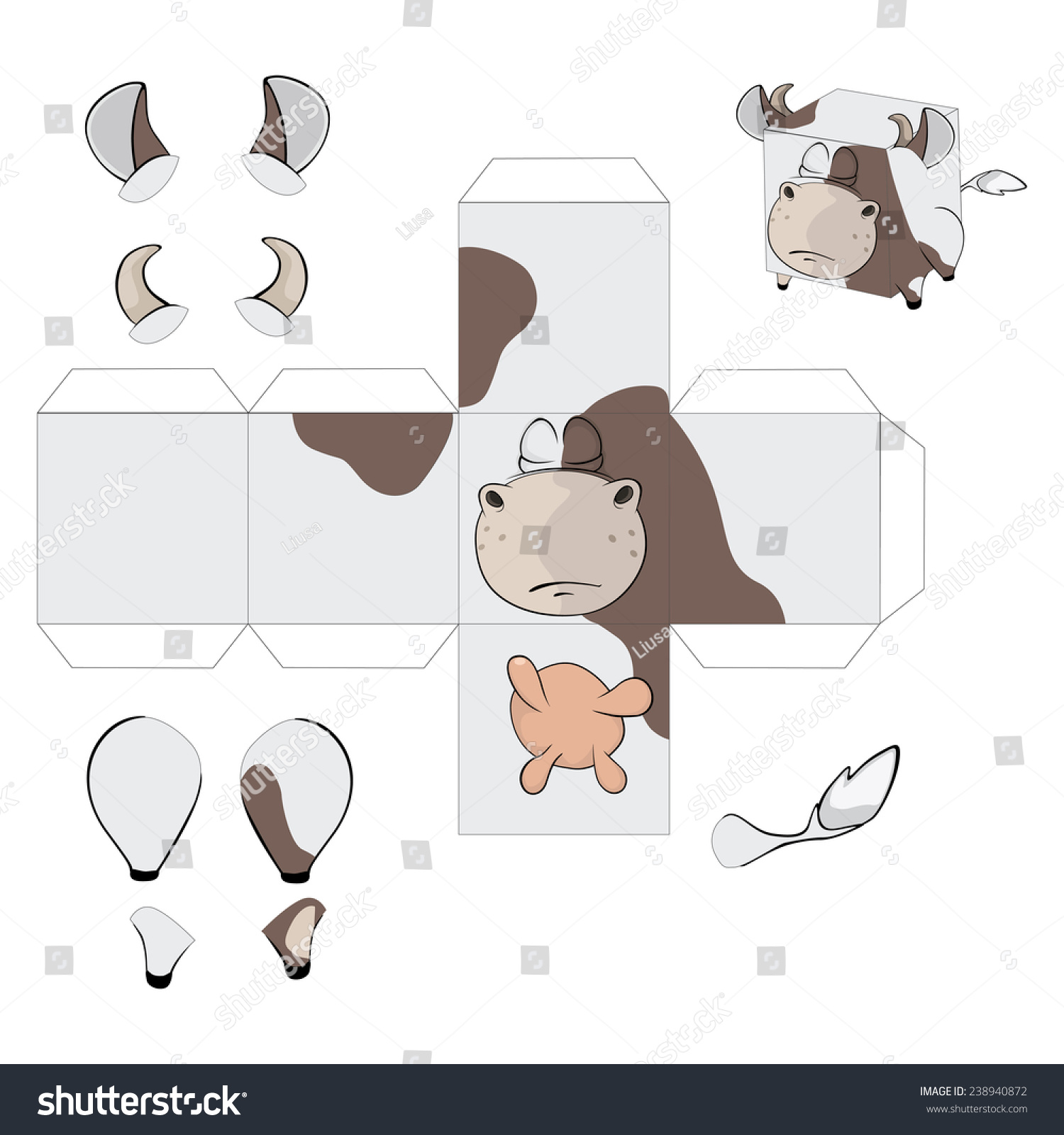 Cow Cube Assemblage Stock Vector (Royalty Free) 238940872 | Shutterstock