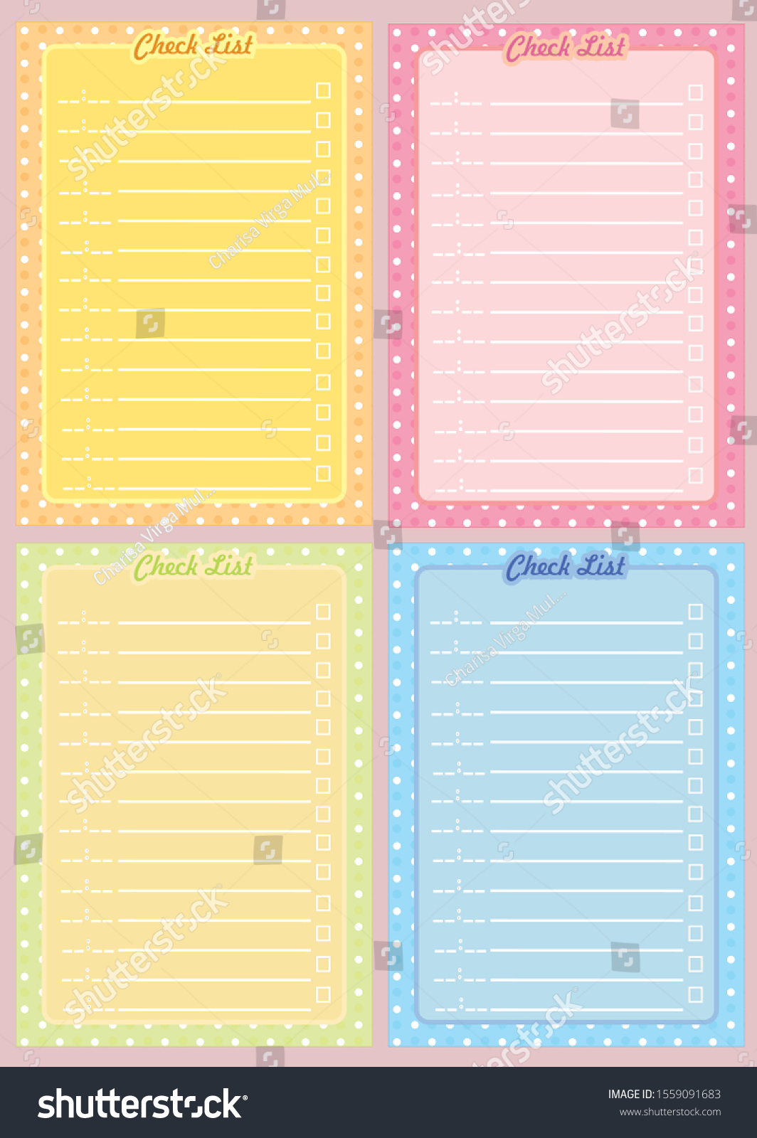 Vektor Stok Cute Check List Template (Tanpa Royalti) 1559091683 ...
