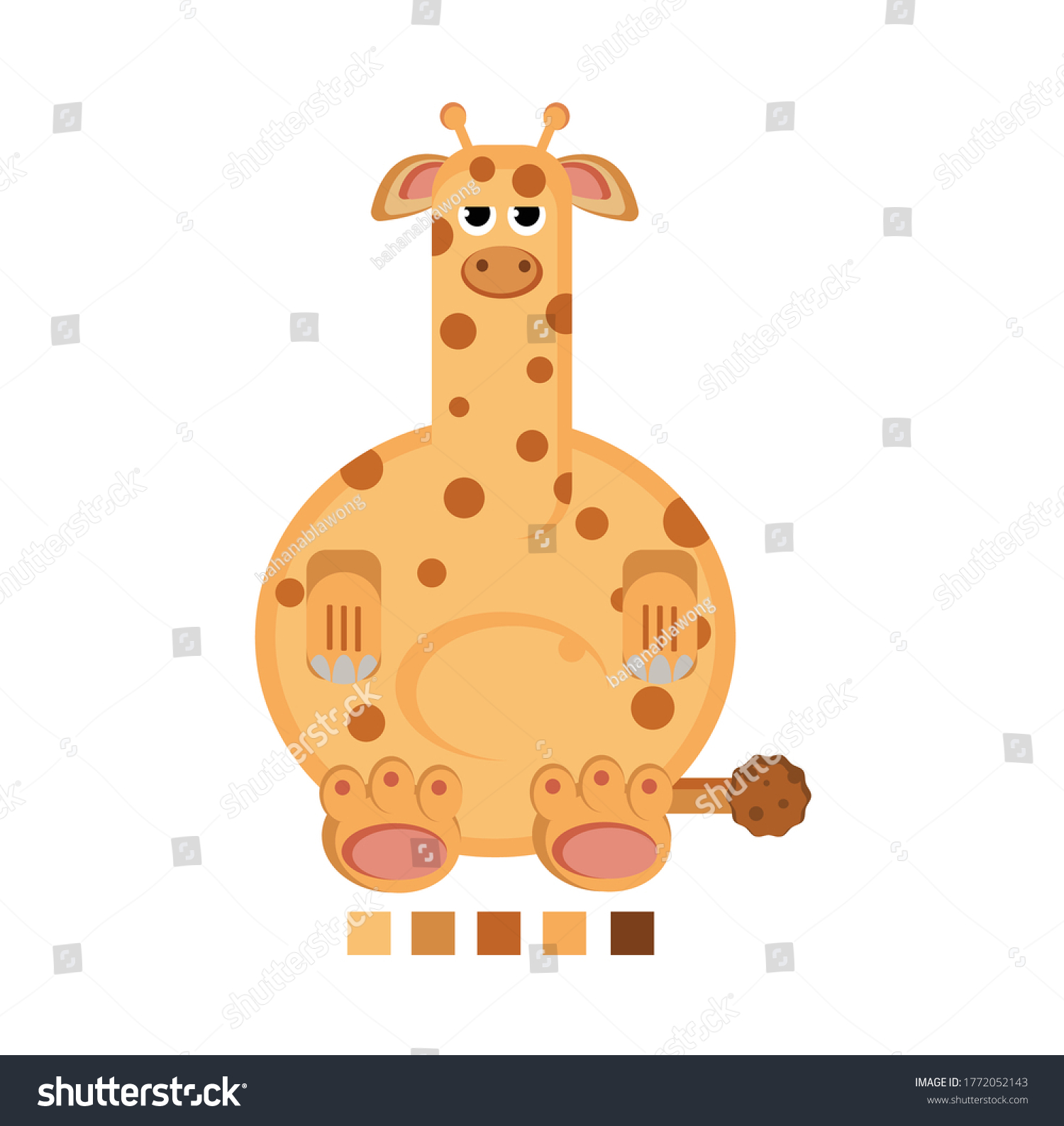 Cute Orange Fat Giraffe Vector Stock Vector (Royalty Free) 1772052143 ...
