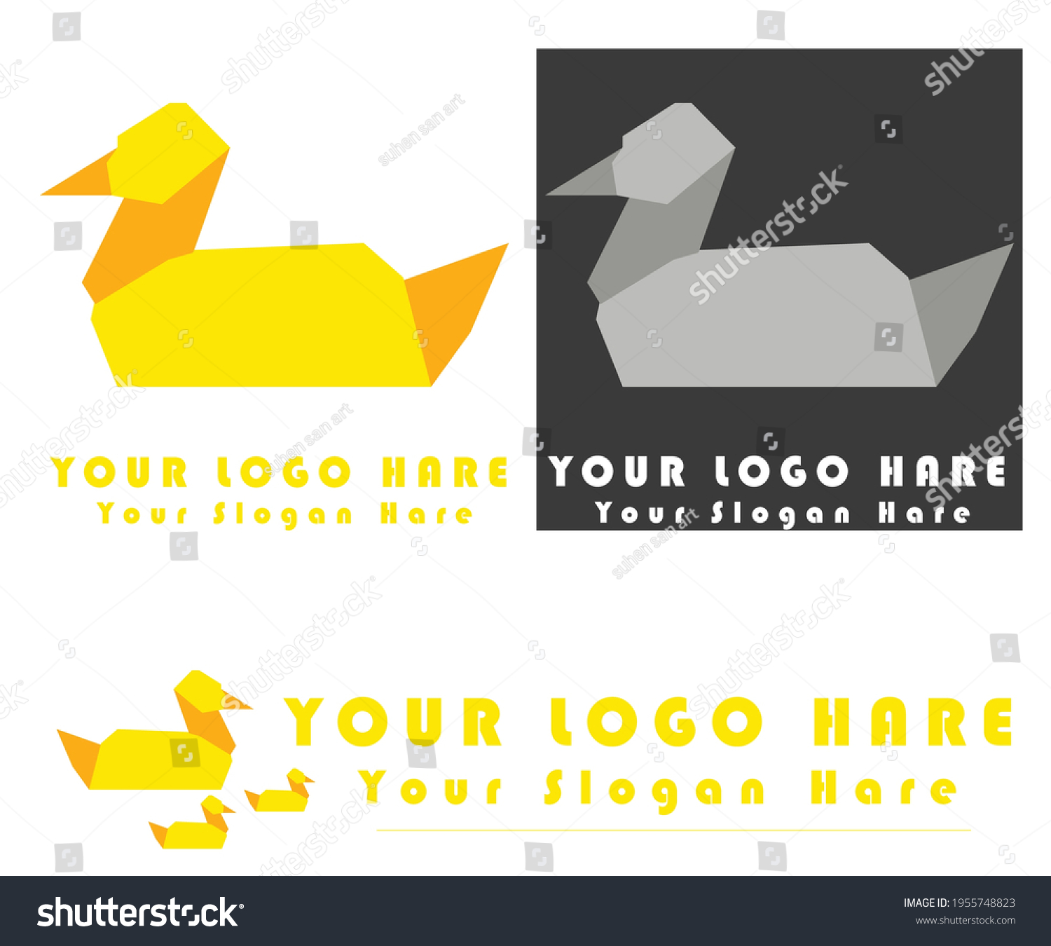 Cute Red Duck Logo Design Stock Vector (Royalty Free) 1955748823 ...