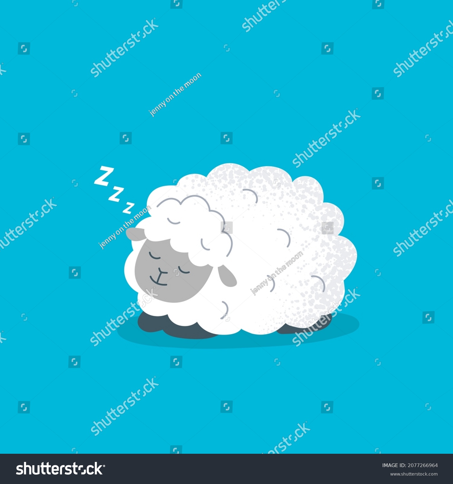 Cute Sheep Sleeps Vector Flat Illustration Stock Vector (Royalty Free ...