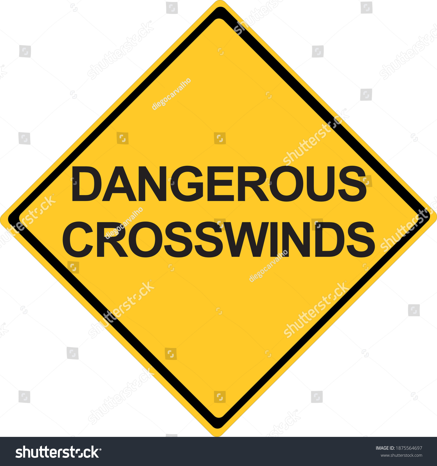Dangerous Crosswinds Warning Sign Stok Vektör (Telifsiz) 1875564697 ...