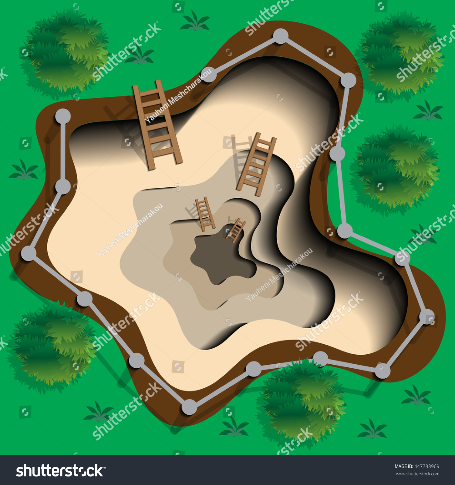Deep Pit View Above Vector Illustration: เวกเตอร์สต็อก (ปลอดค่า ...