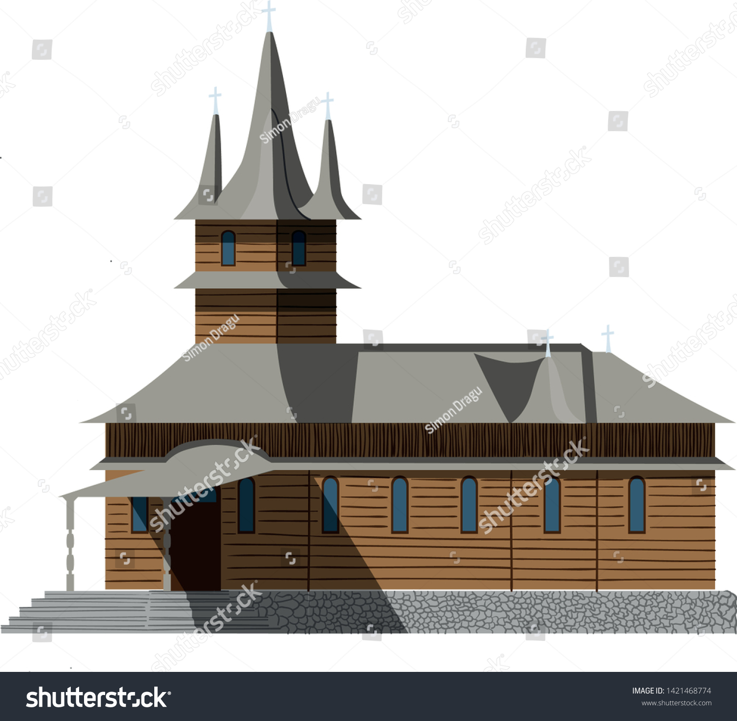 Detailed Illustrated Rustic Monastery Stock Vector (Royalty Free ...