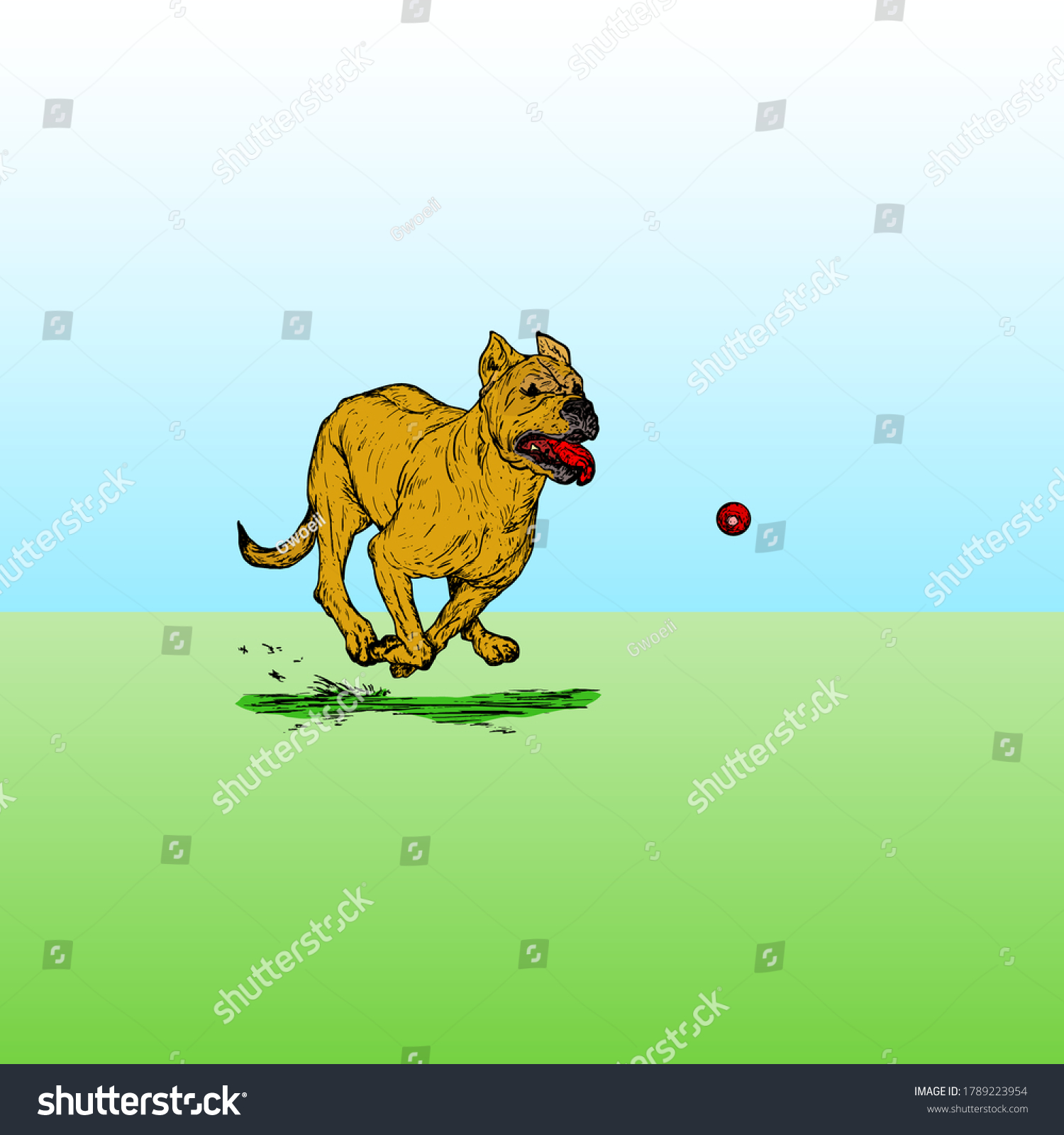 Dog Chasing Ball Vector Illustration Stock Vector (Royalty Free ...