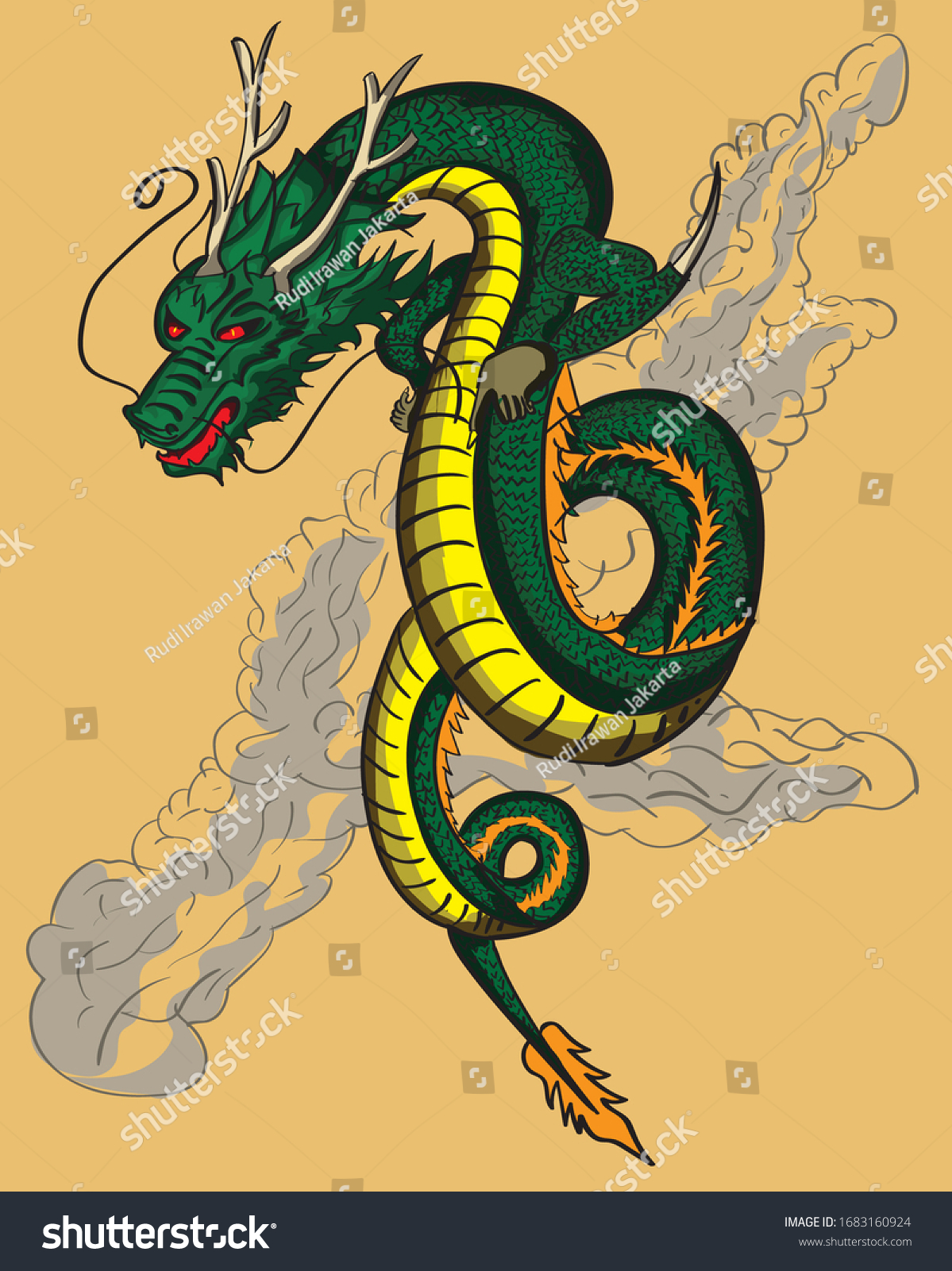 Un dragón volando en el cielo: vector de stock (libre de regalías ...