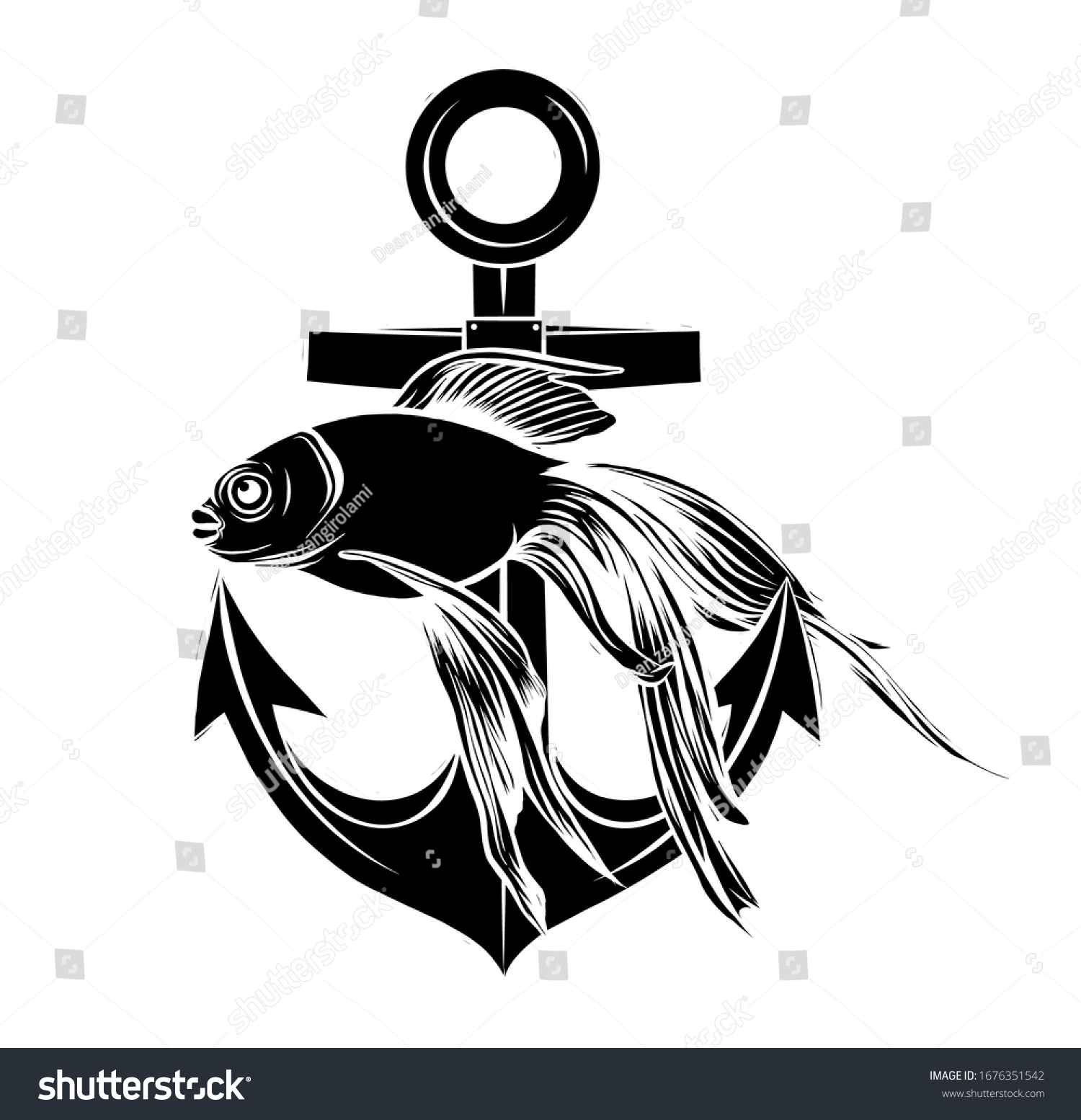 Draw Anchor Fish Vector Illustarion: เวกเตอร์สต็อก (ปลอดค่าลิขสิทธิ์ ...
