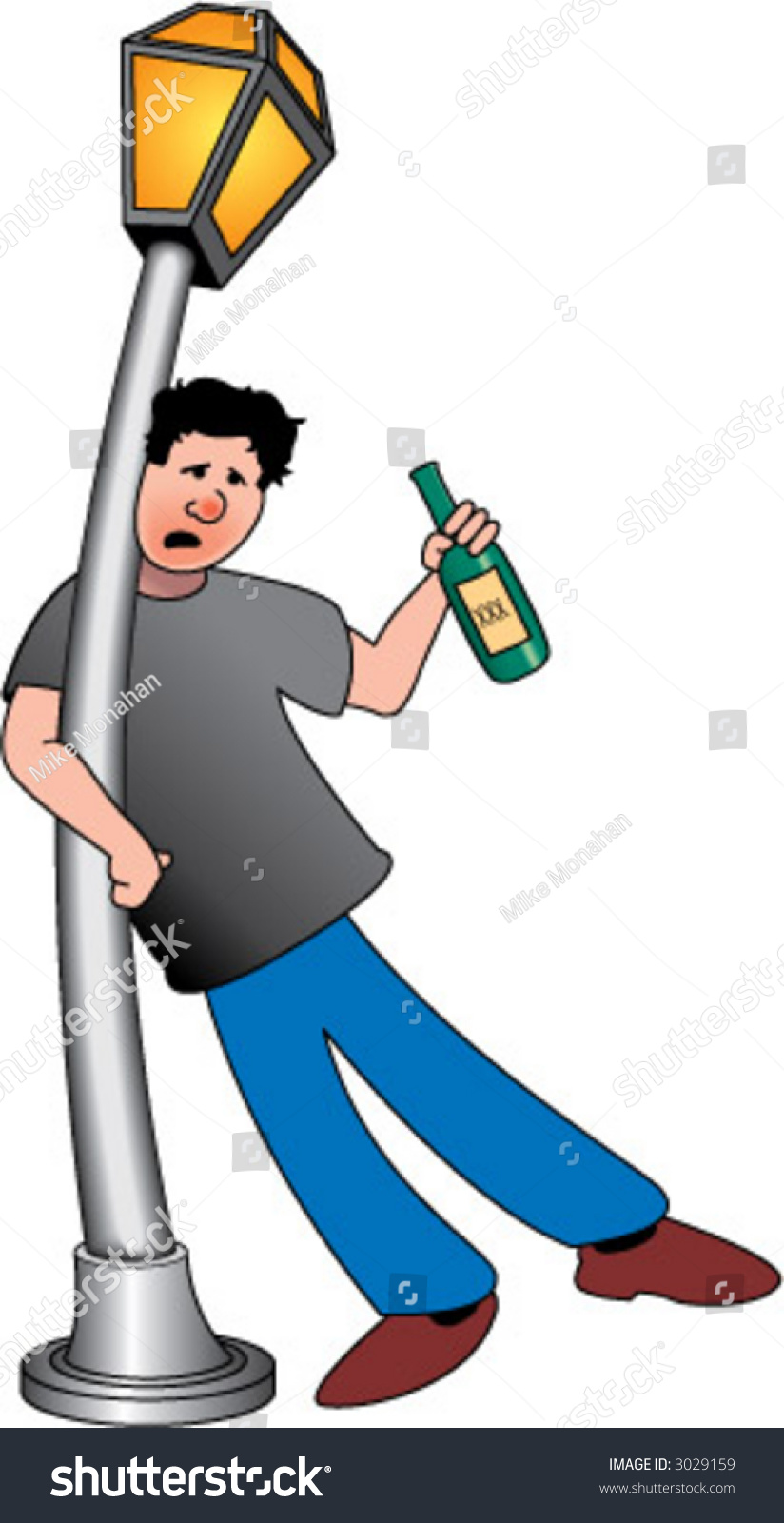 Drunk Leaning Against Lamp Post Stock Vector (Royalty Free) 3029159 ...