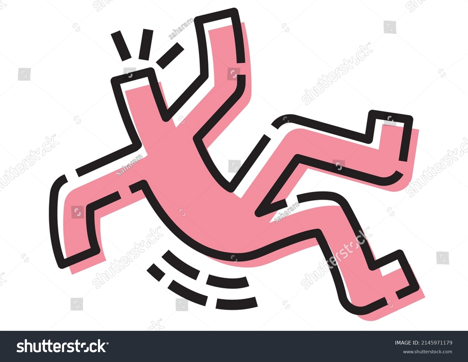 Falling Stick Figure Warning Stock Vector (Royalty Free) 2145971179 ...