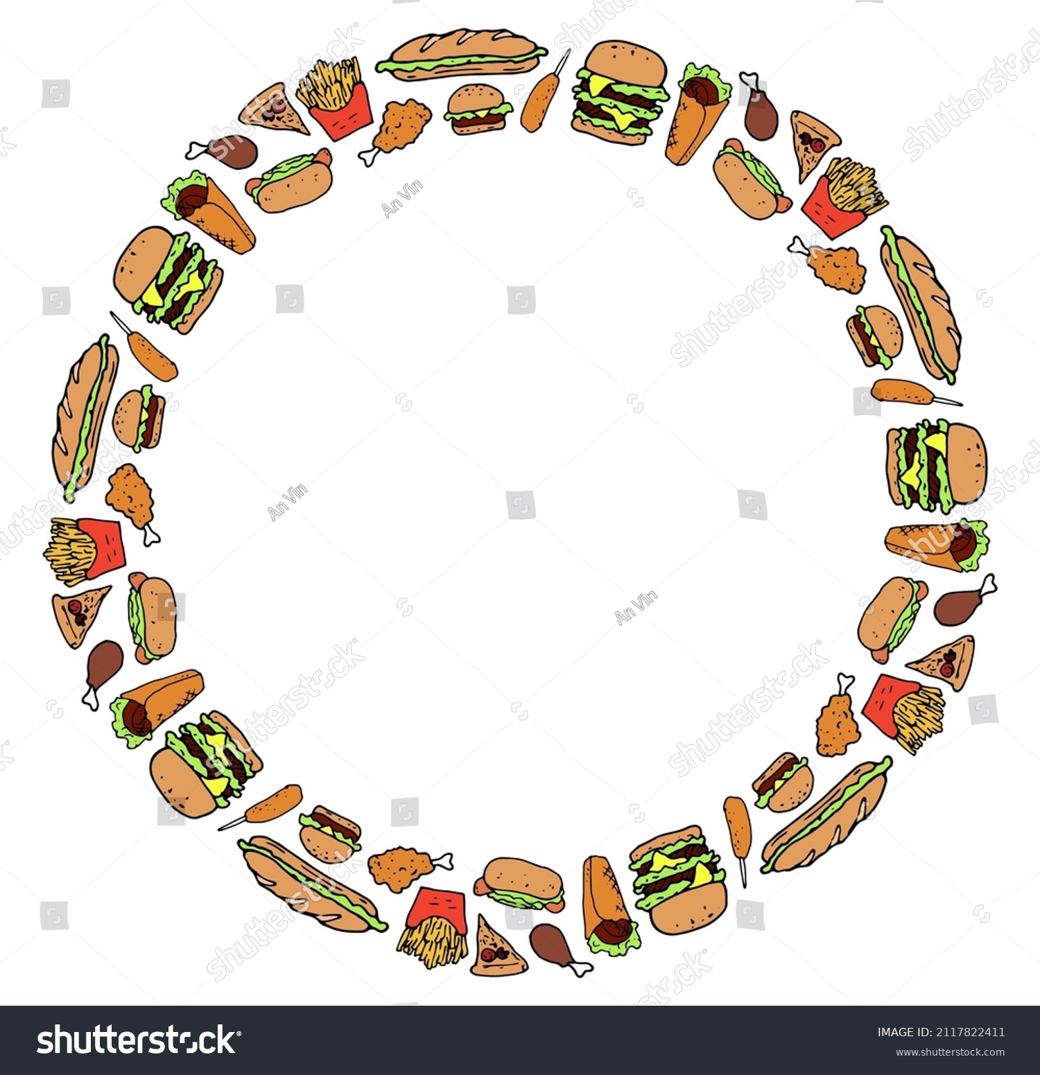 Fast Food Frame Empty Space Text Stock Vector (Royalty Free) 2117822411