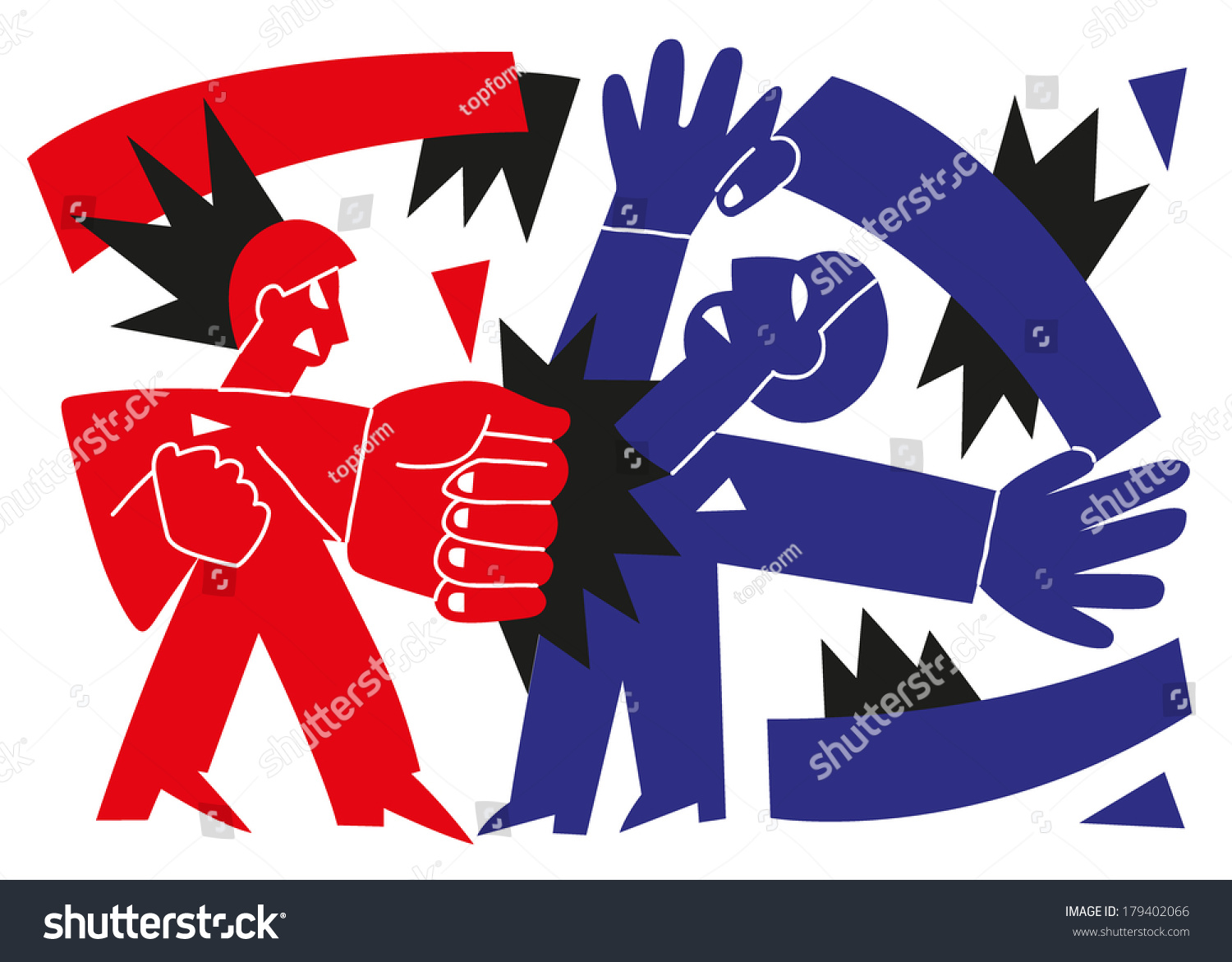 Fight Between Two Men Vector Illustration Stock Vector (Royalty Free ...