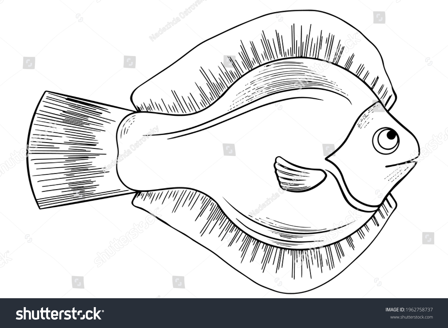 Fish Linear Vector Illustration Isolated Object Stock Vector (Royalty ...