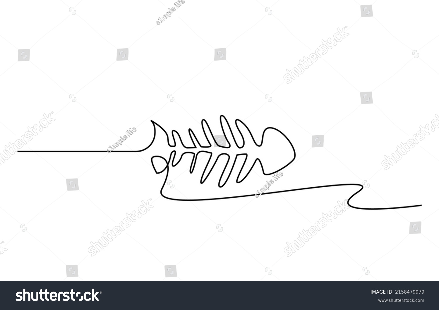 Fishbone Line Drawing Concept Stock Vector (Royalty Free) 2158479979 ...