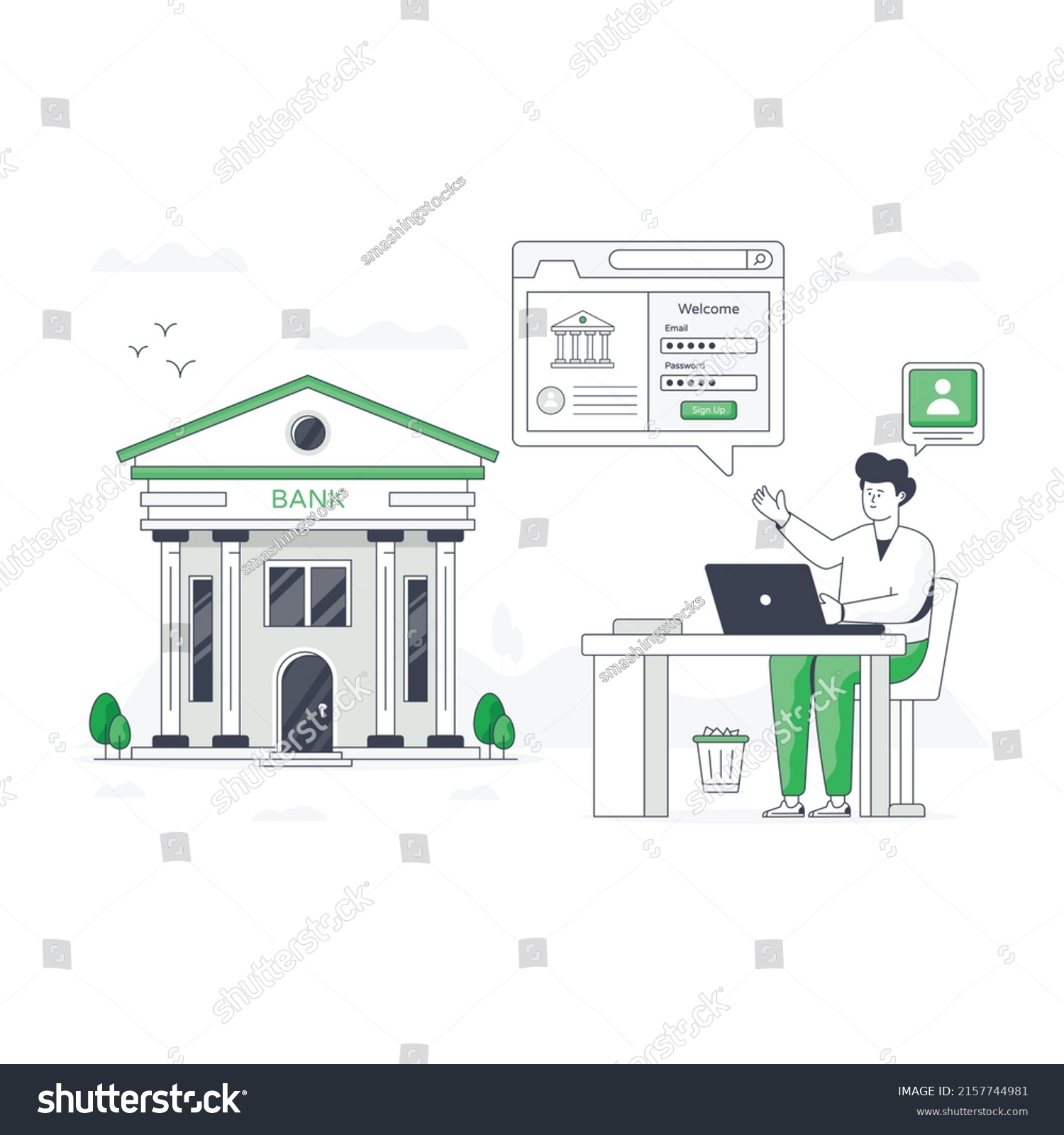 Flat Vector Demonstrating Bank Account Opening Stock Vector (Royalty ...