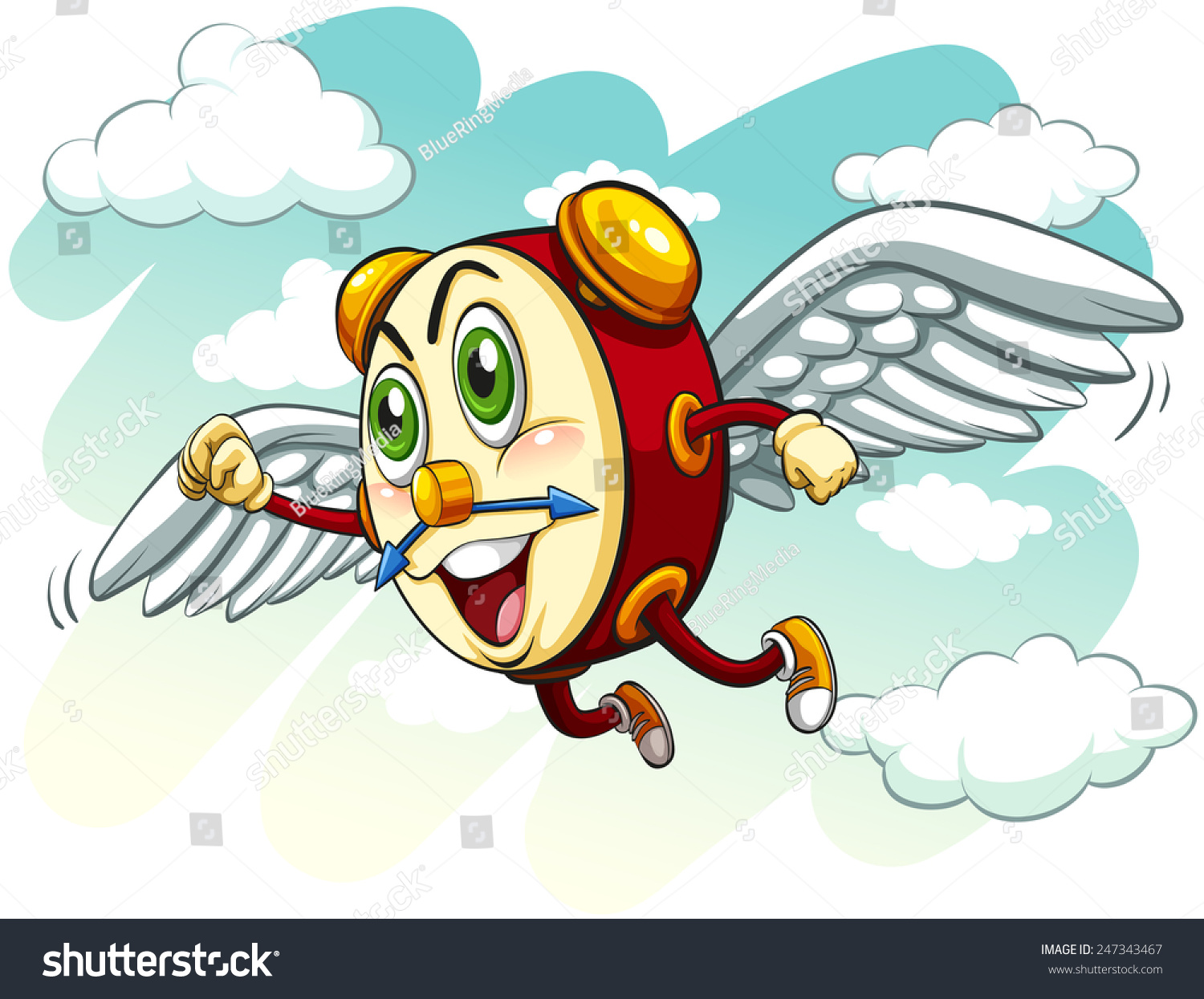 Flying Time On White Background Stock Vector (Royalty Free) 247343467
