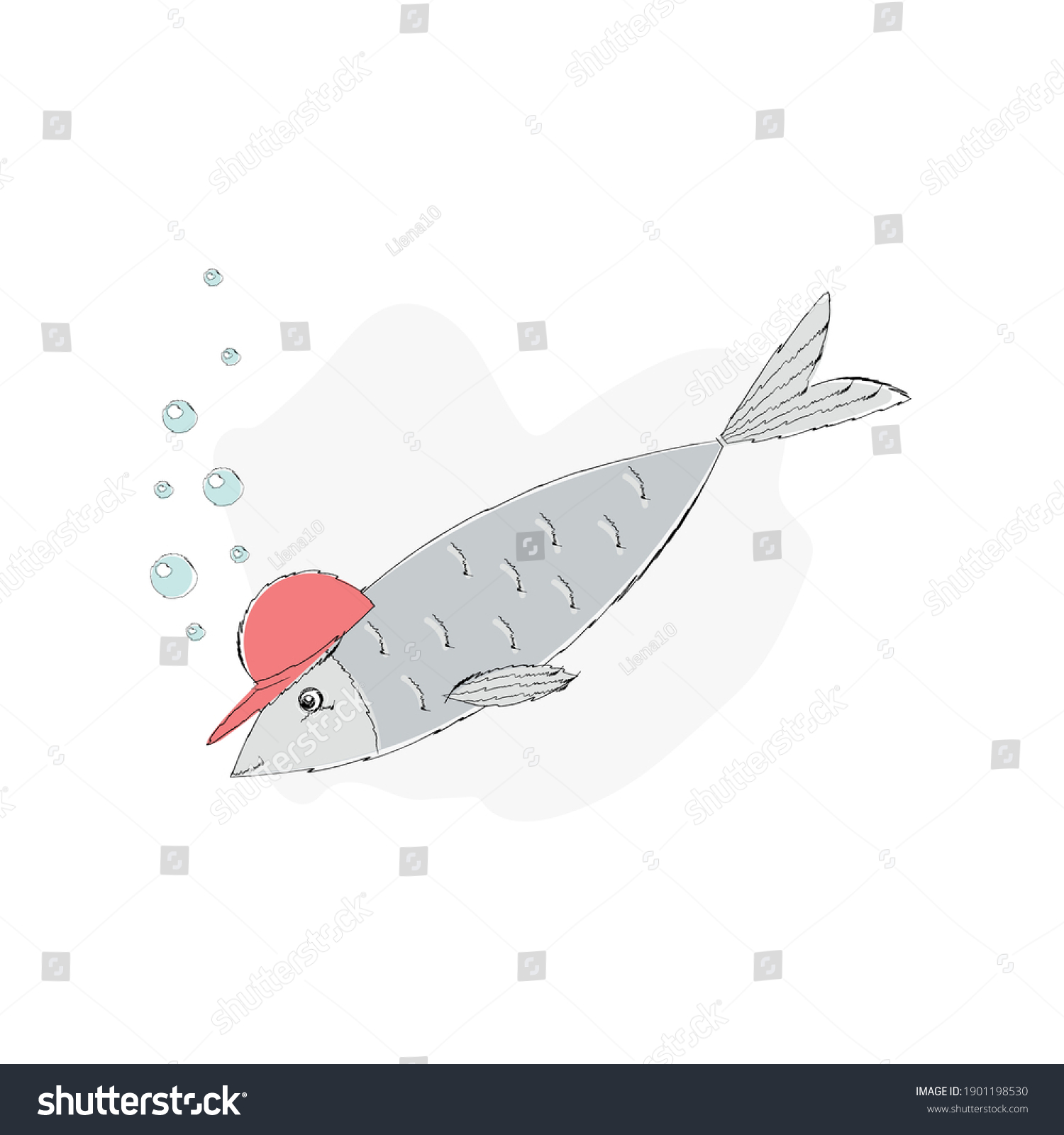 Funny Little Fish Cap Stock Vector (Royalty Free) 1901198530