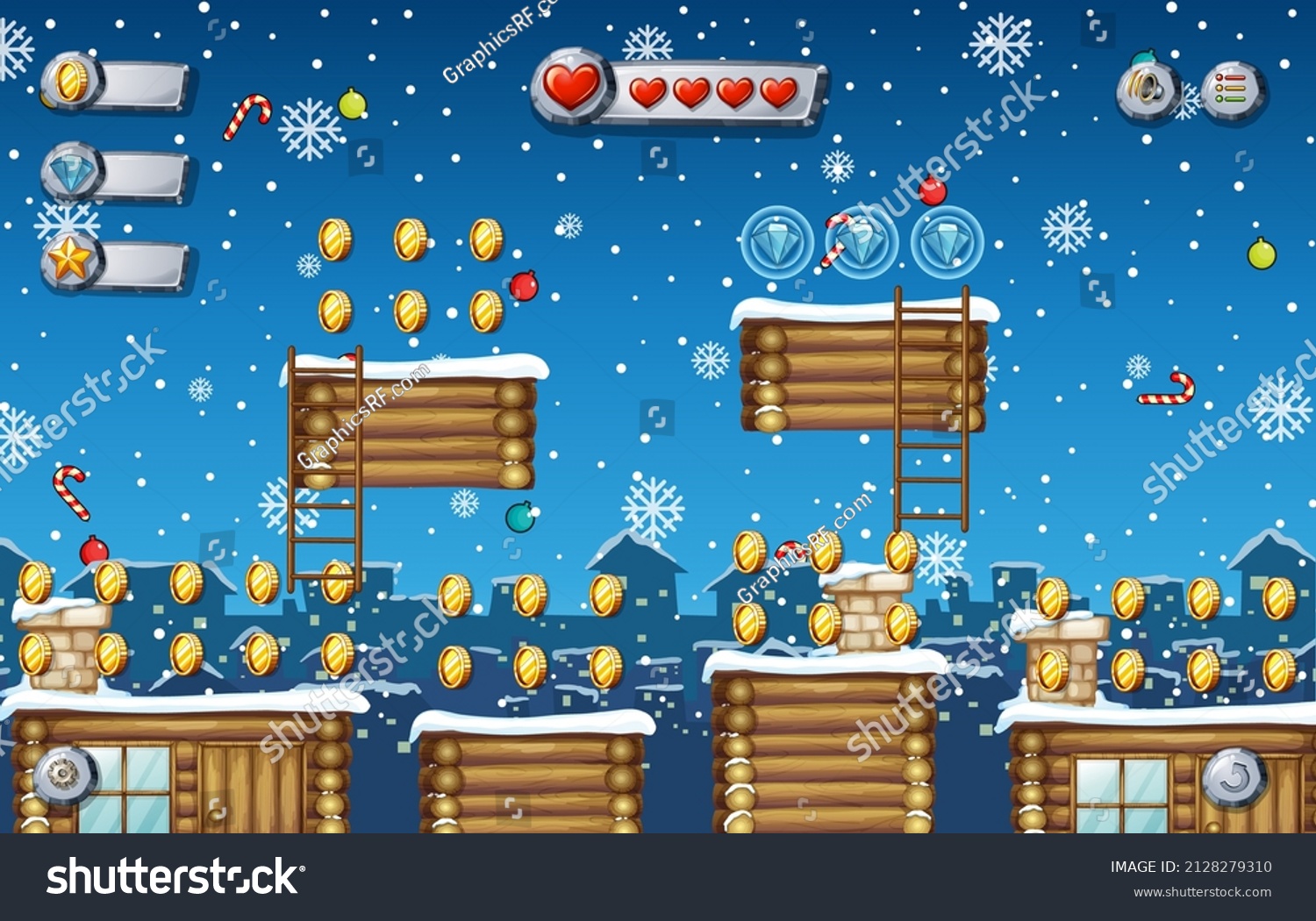 Game Template Snowing Background Illustration Stock Vector (Royalty ...