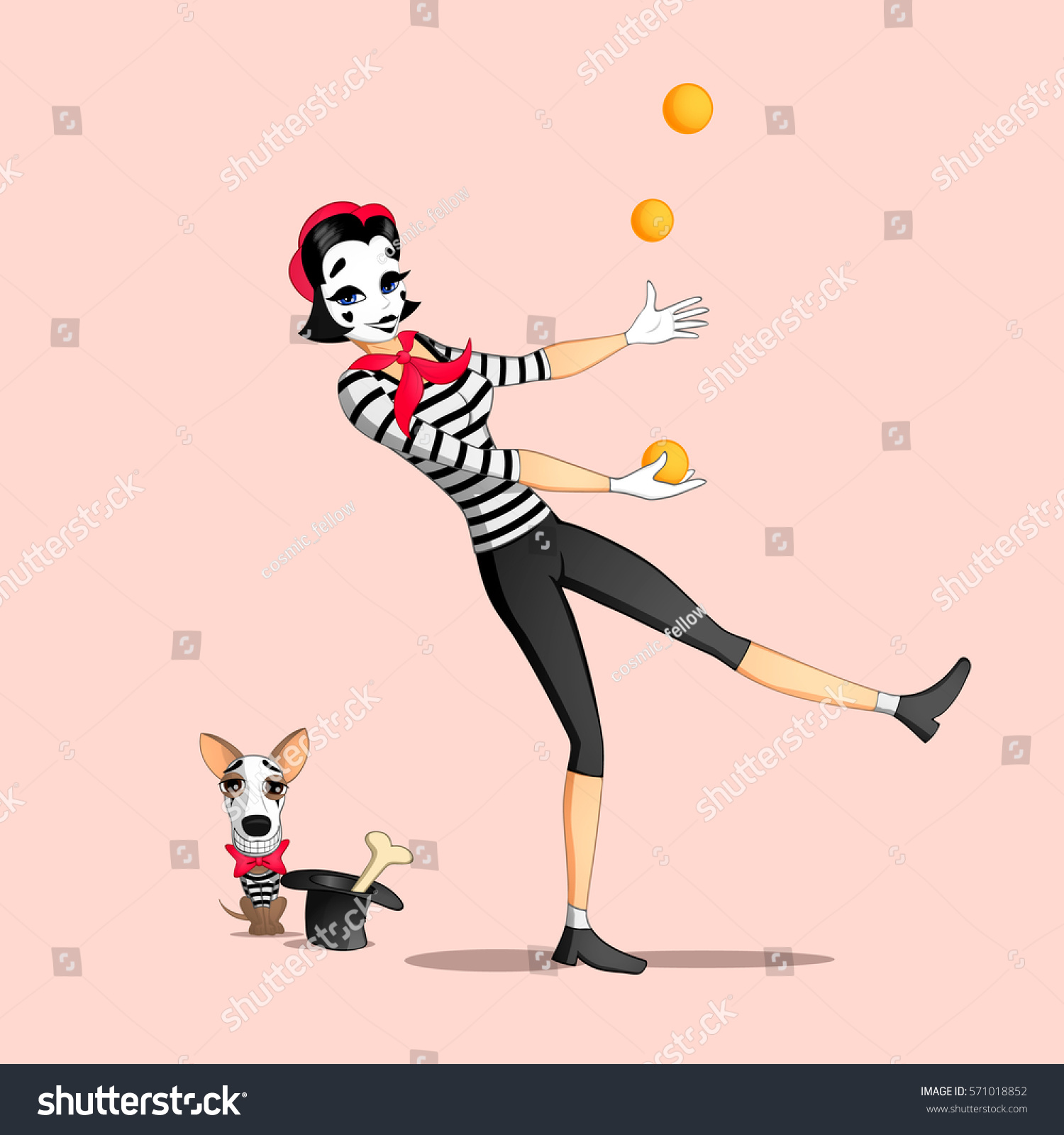 Girl Mime Performing Pantomime Called Juggling Stock Vector 571018852 ... Girl Mime Performing Pantomime Called Juggling Stock Vector 571018852 ...
