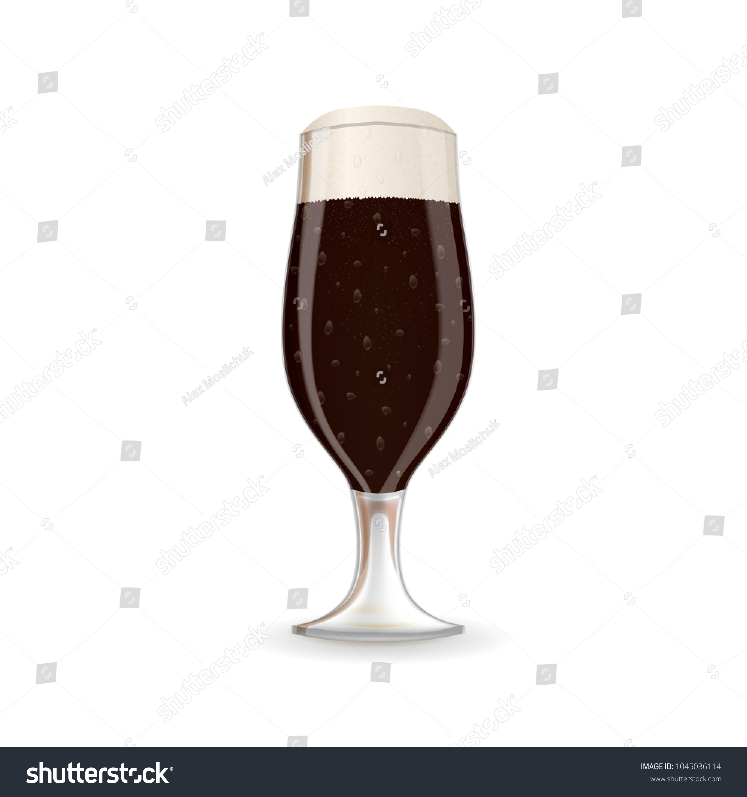 Glass Dark Beer Foam Vector Image Stock Vector Royalty Free 1045036114 Shutterstock