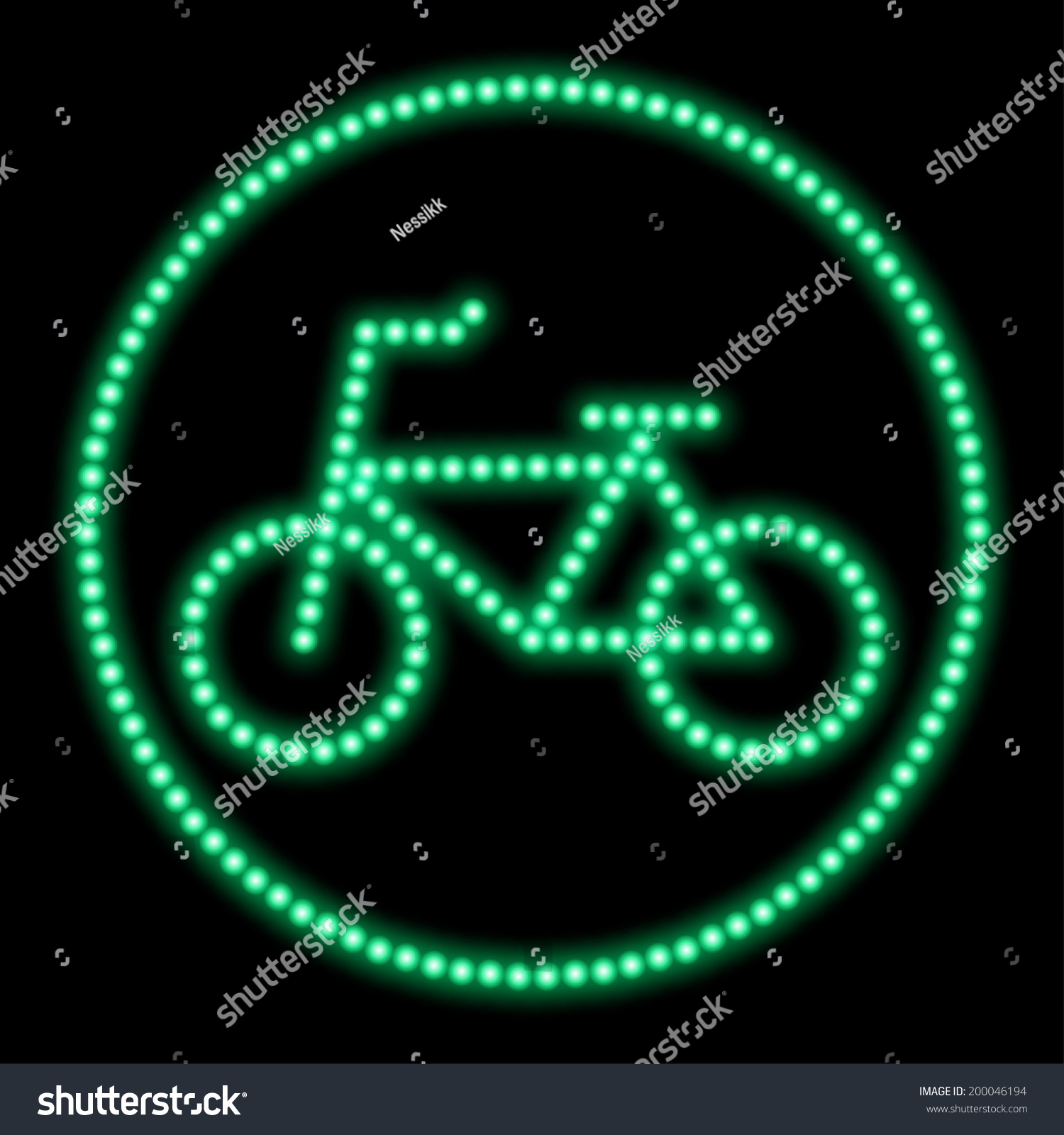 Glowing Green Bicycle Sign Vector Eps Stock Vector (Royalty Free) 200046194