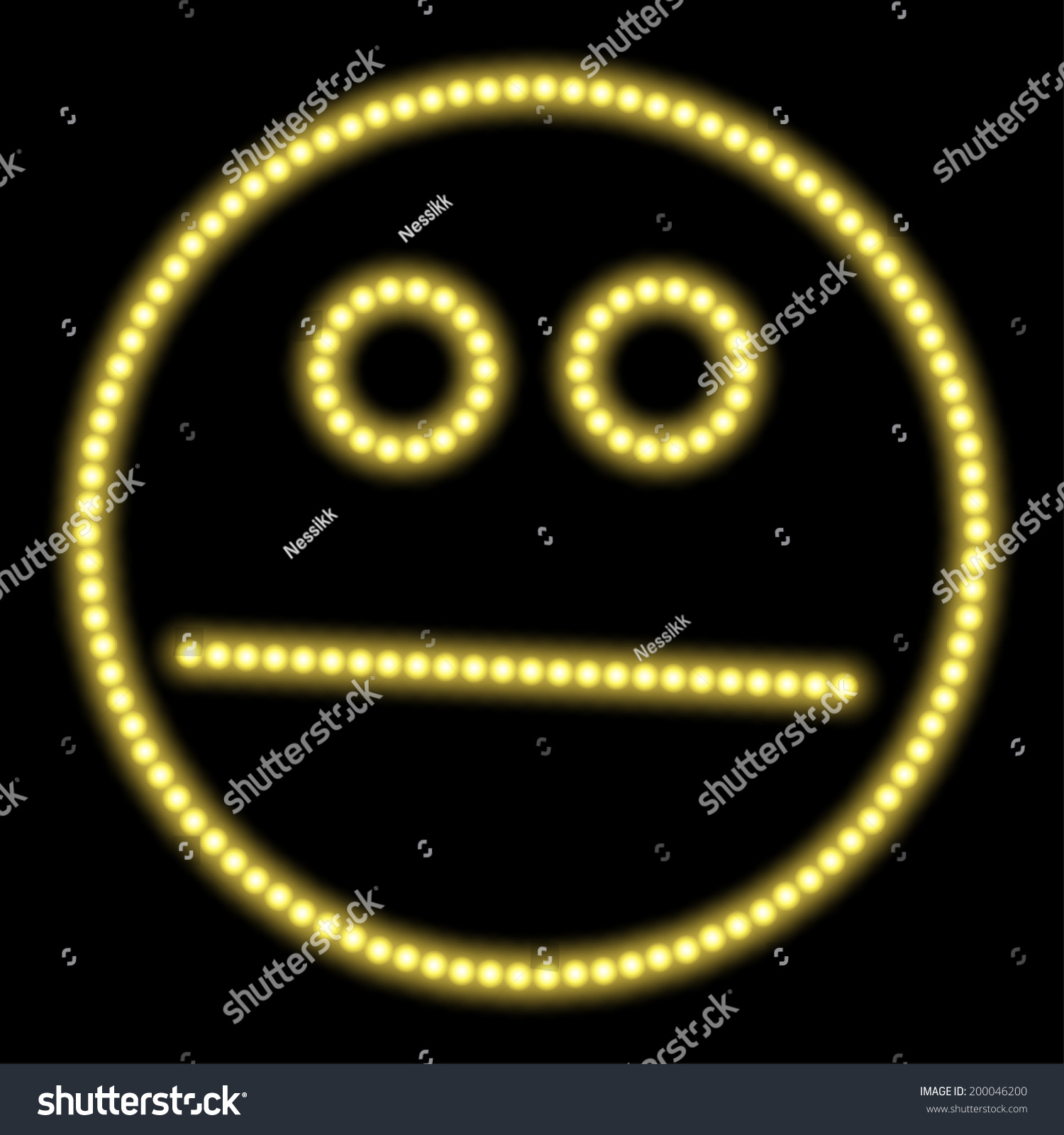 Glowing Smiley Sign Yellow Confused Expression Stock Vector (Royalty ...