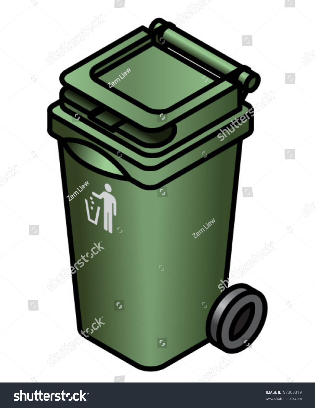 Green General Waste Bin Stock Vector (Royalty Free) 97303319 - Shutterstock