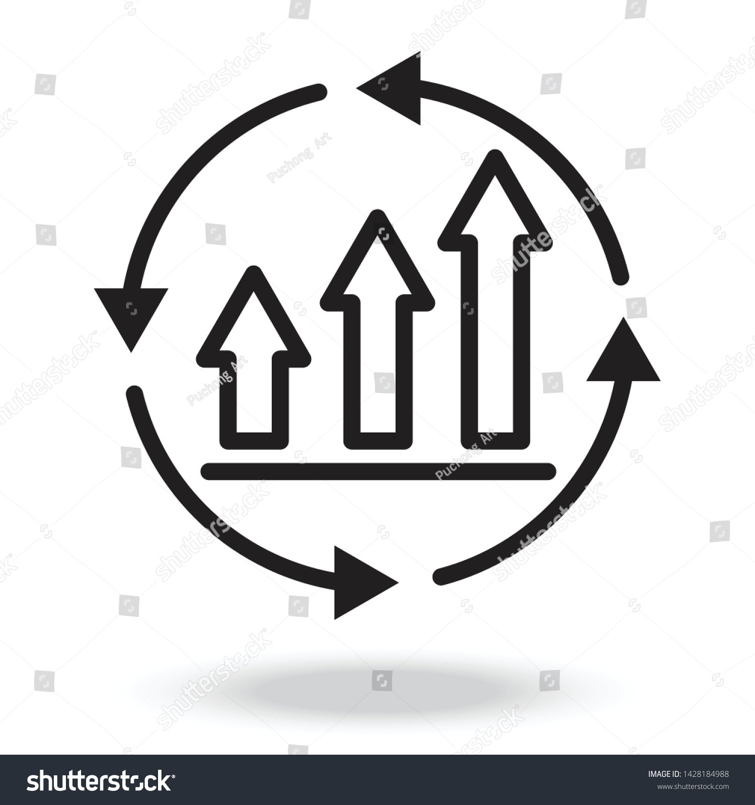 Growth Chart Circular Arrows Continuous Improvement Stock Vector ...
